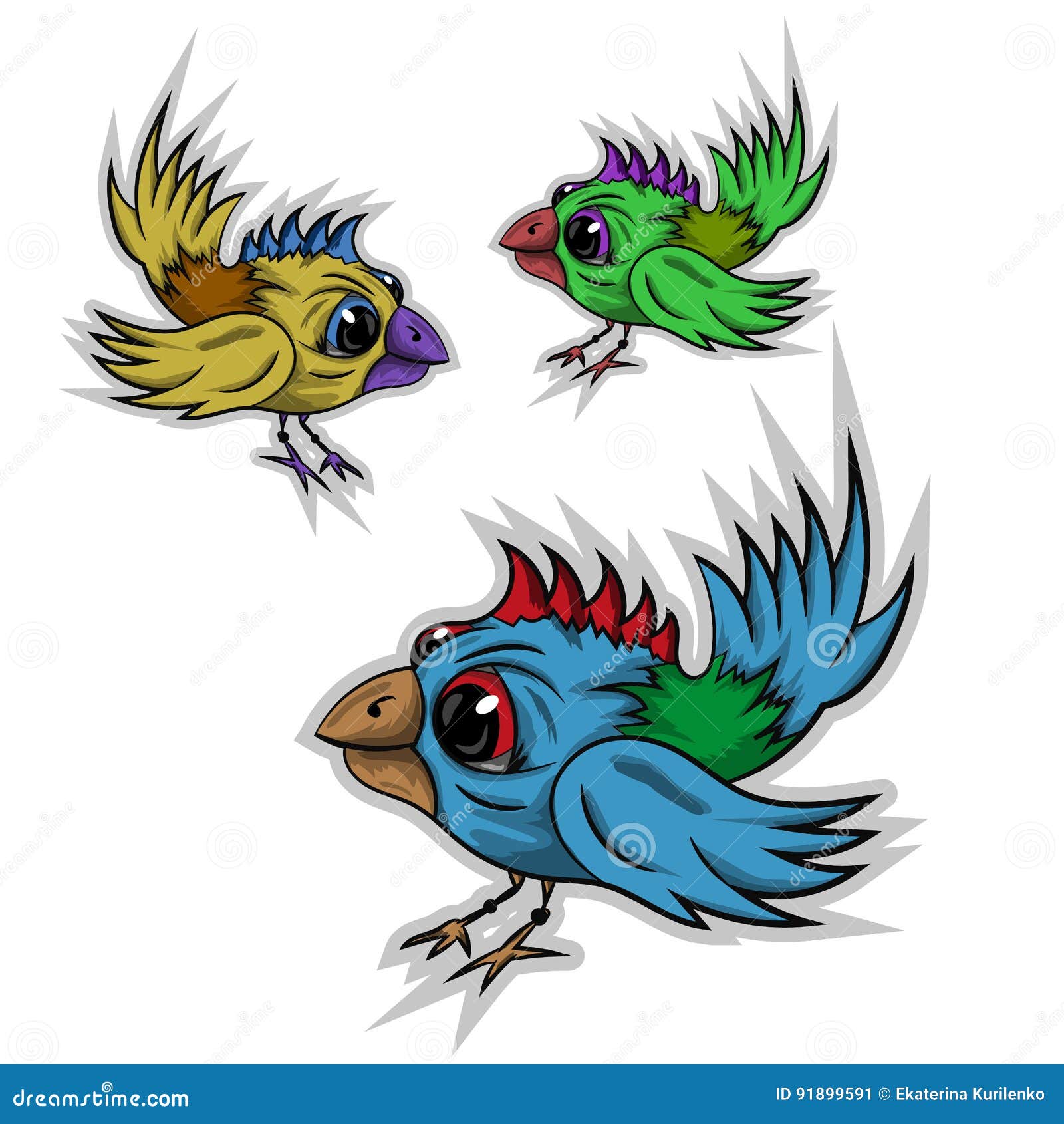Cartoon bird sticker stock vector. Illustration of wings - 91899591