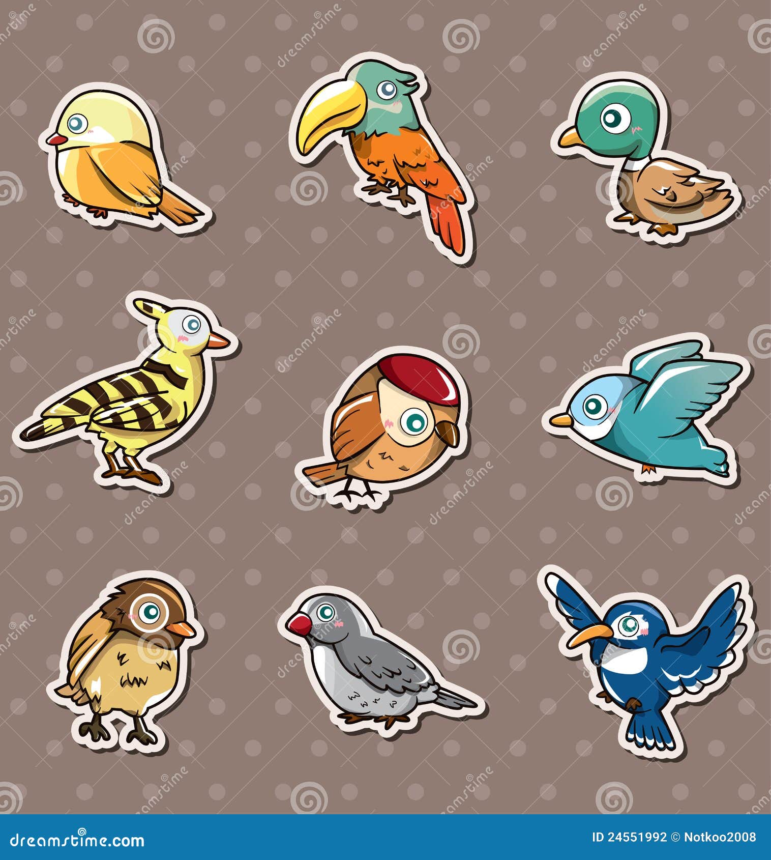Cartoon bird stickers stock vector. Illustration of draw - 24551992