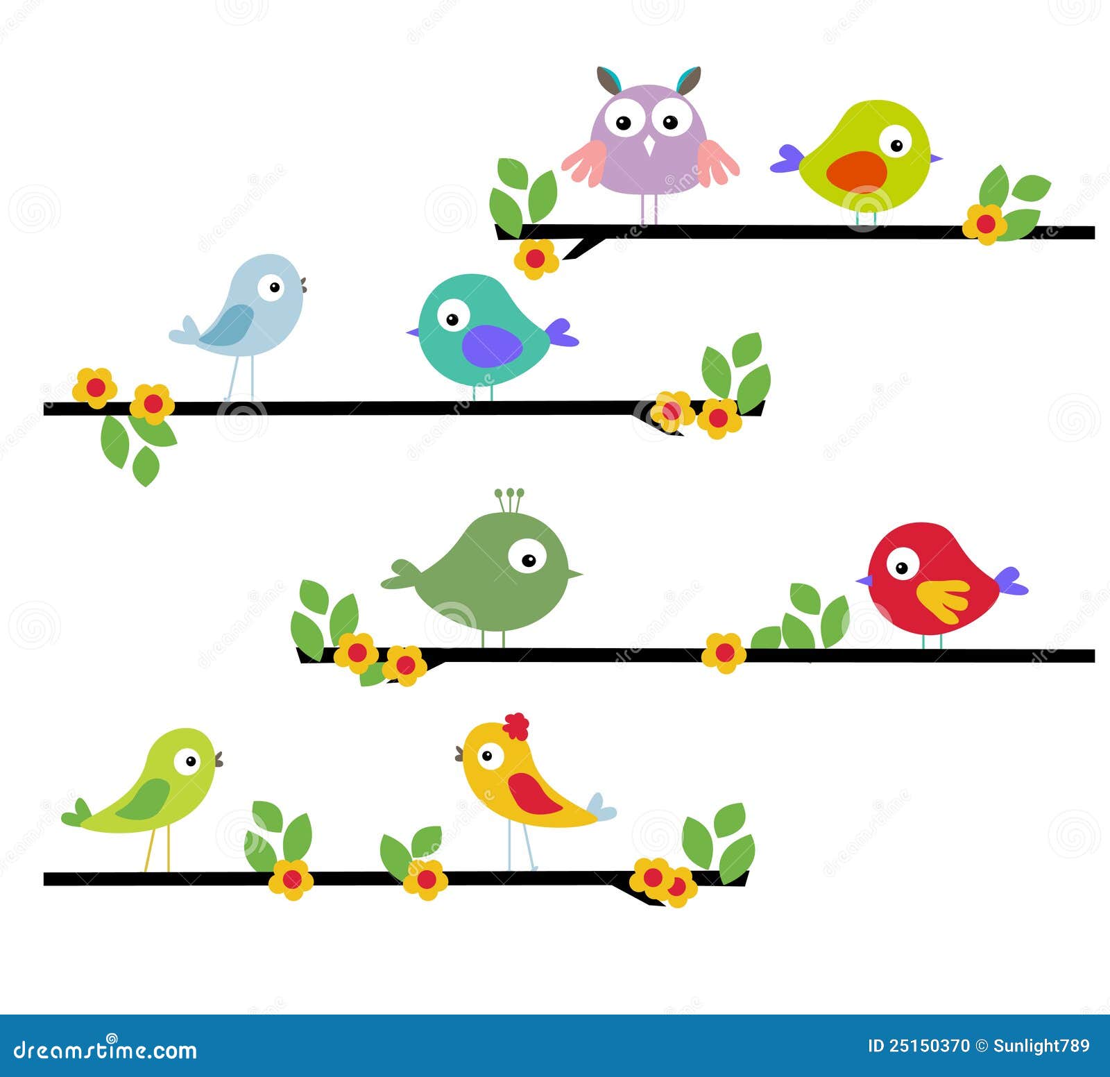 Cartoon bird on a tree stock illustration. Illustration of goose - 25150370