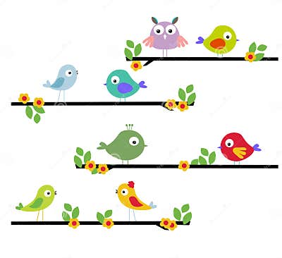 Cartoon bird on a tree stock illustration. Illustration of goose - 25150370