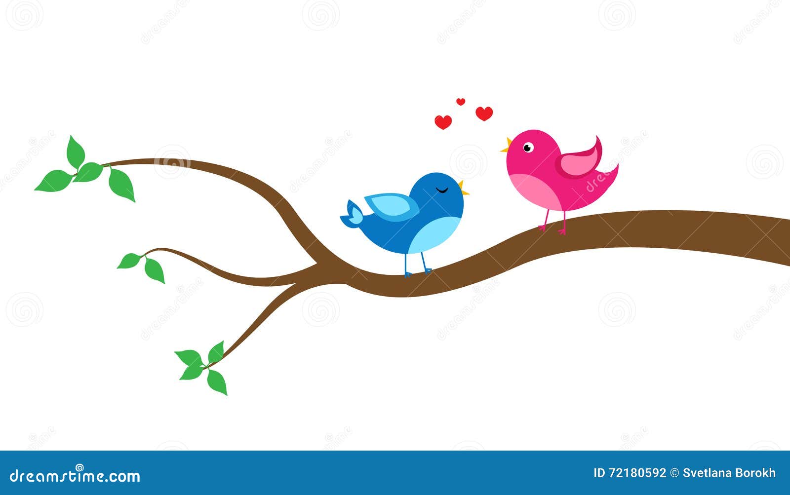 Cartoon bird on a tree stock vector. Illustration of love - 72180592