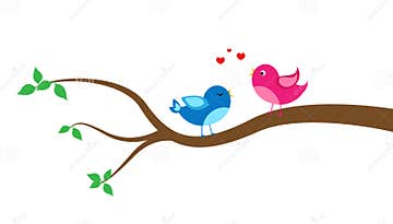 Cartoon bird on a tree stock vector. Illustration of love - 72180592