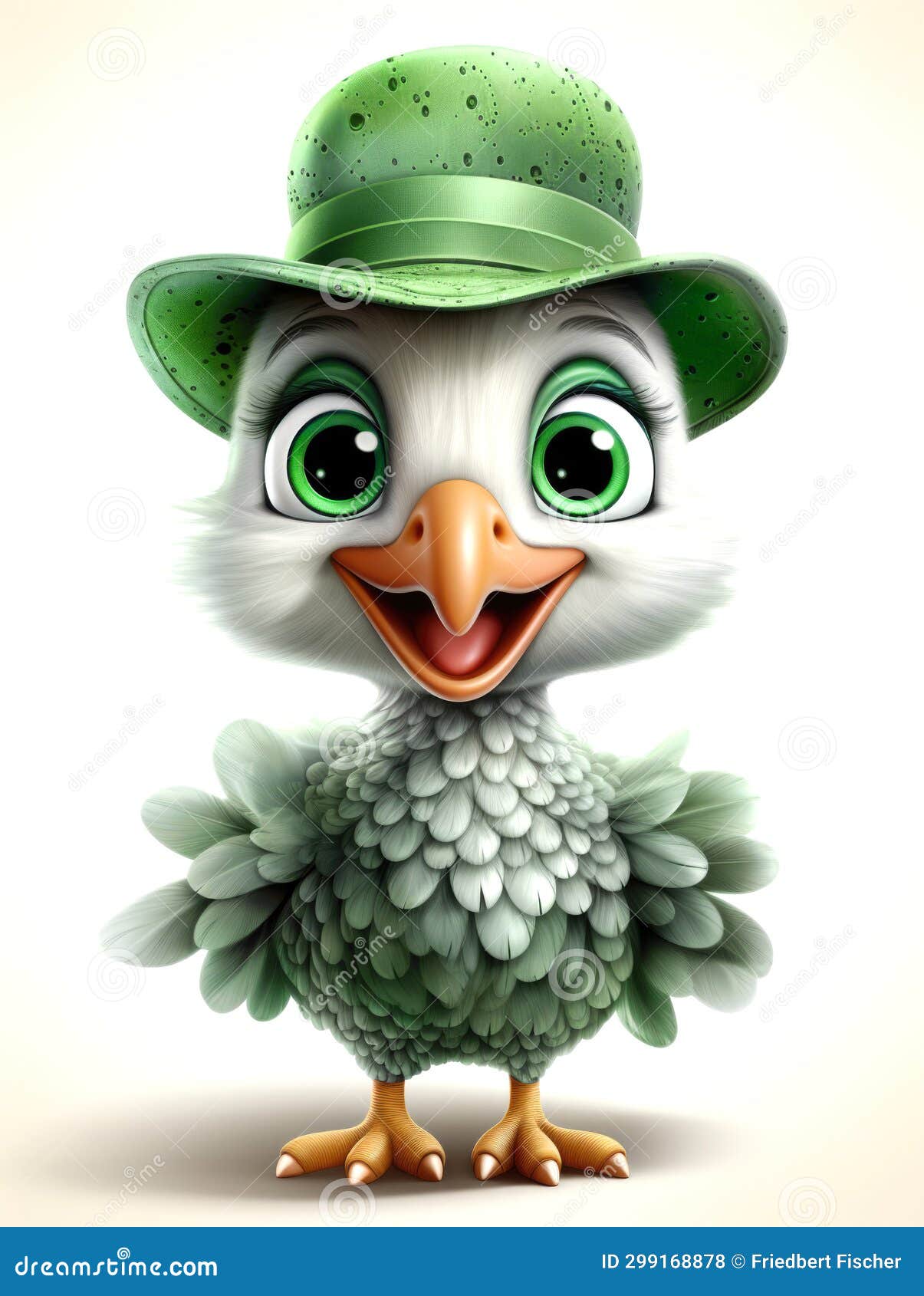 A Cartoon Bird Wearing a Green Hat Stock Photo - Image of characters ...