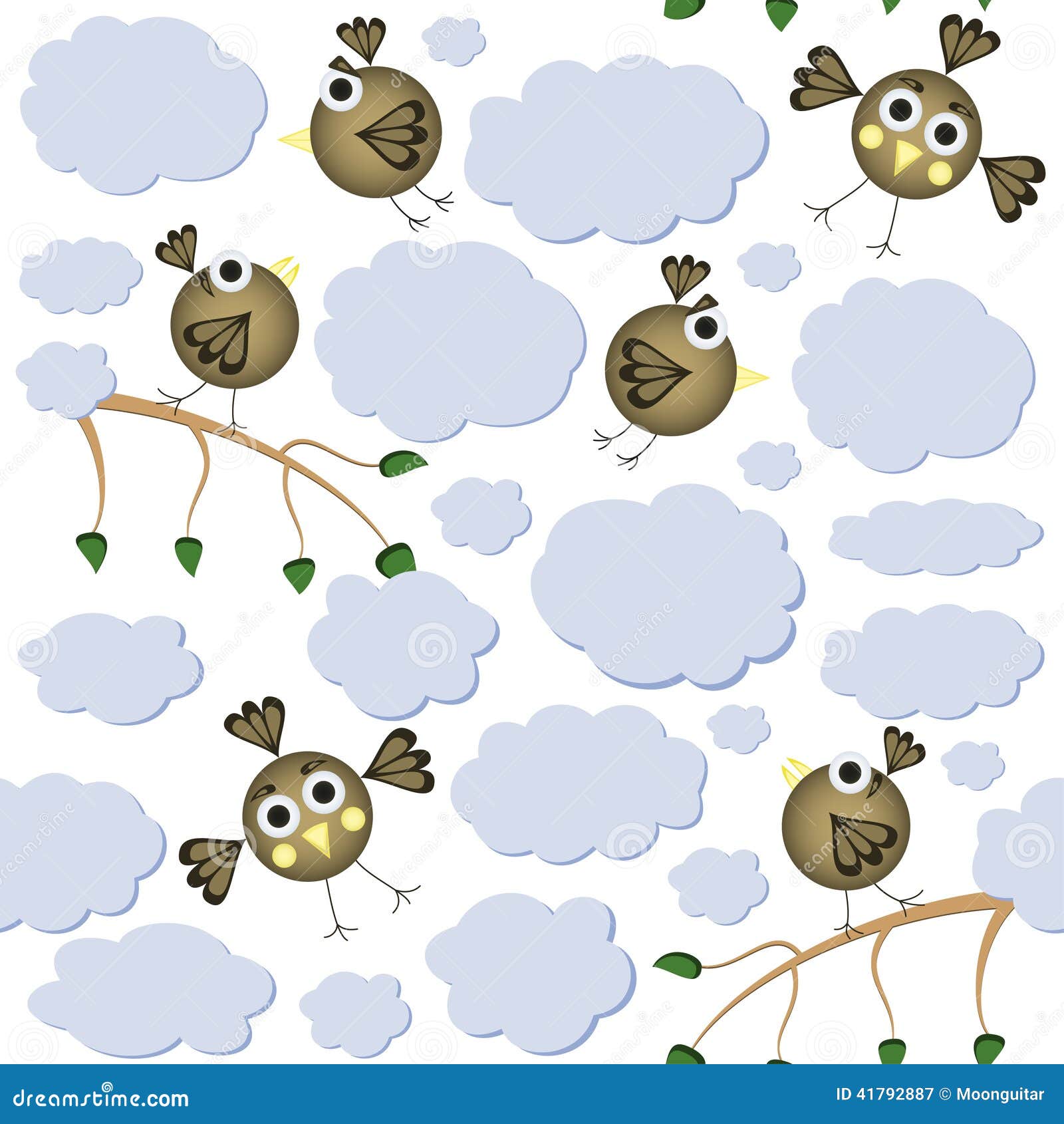 Cartoon Birds Seamless Pattern Stock Vector - Illustration of beautiful ...