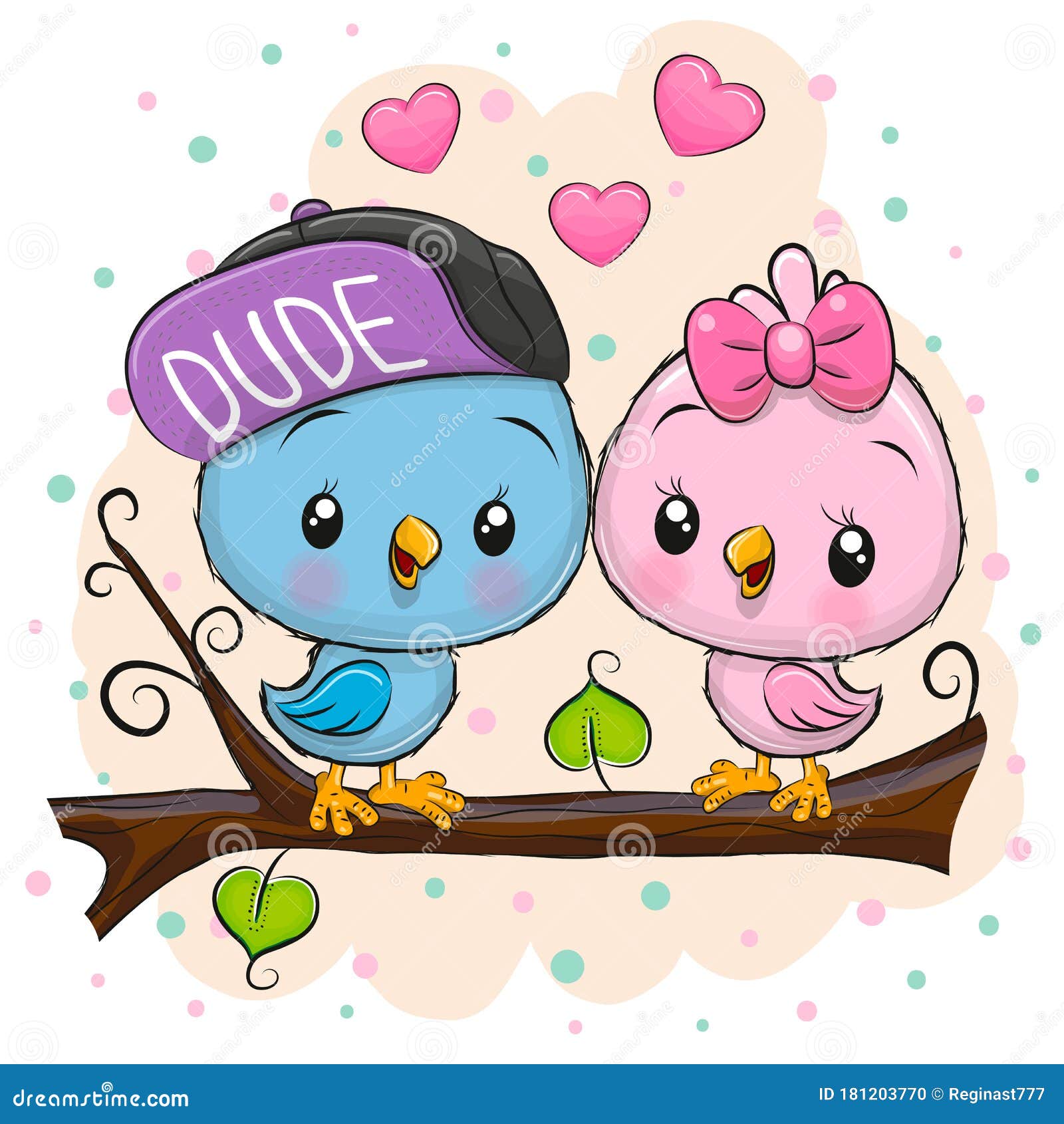 Cartoon Birds is Sitting on a Branch Stock Vector - Illustration of ...