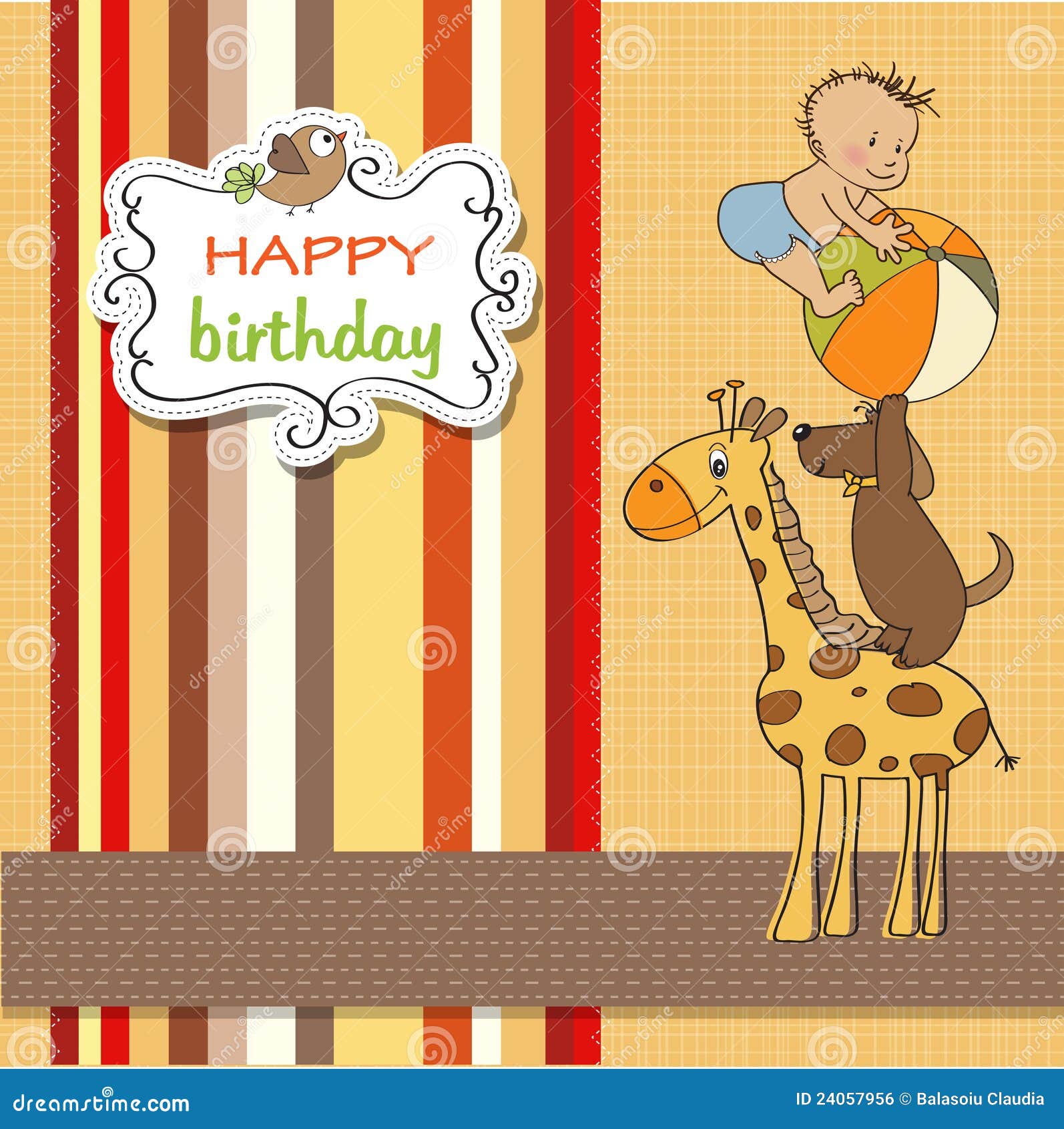Cartoon Birthday Greeting Card Stock Illustration - Illustration of ...