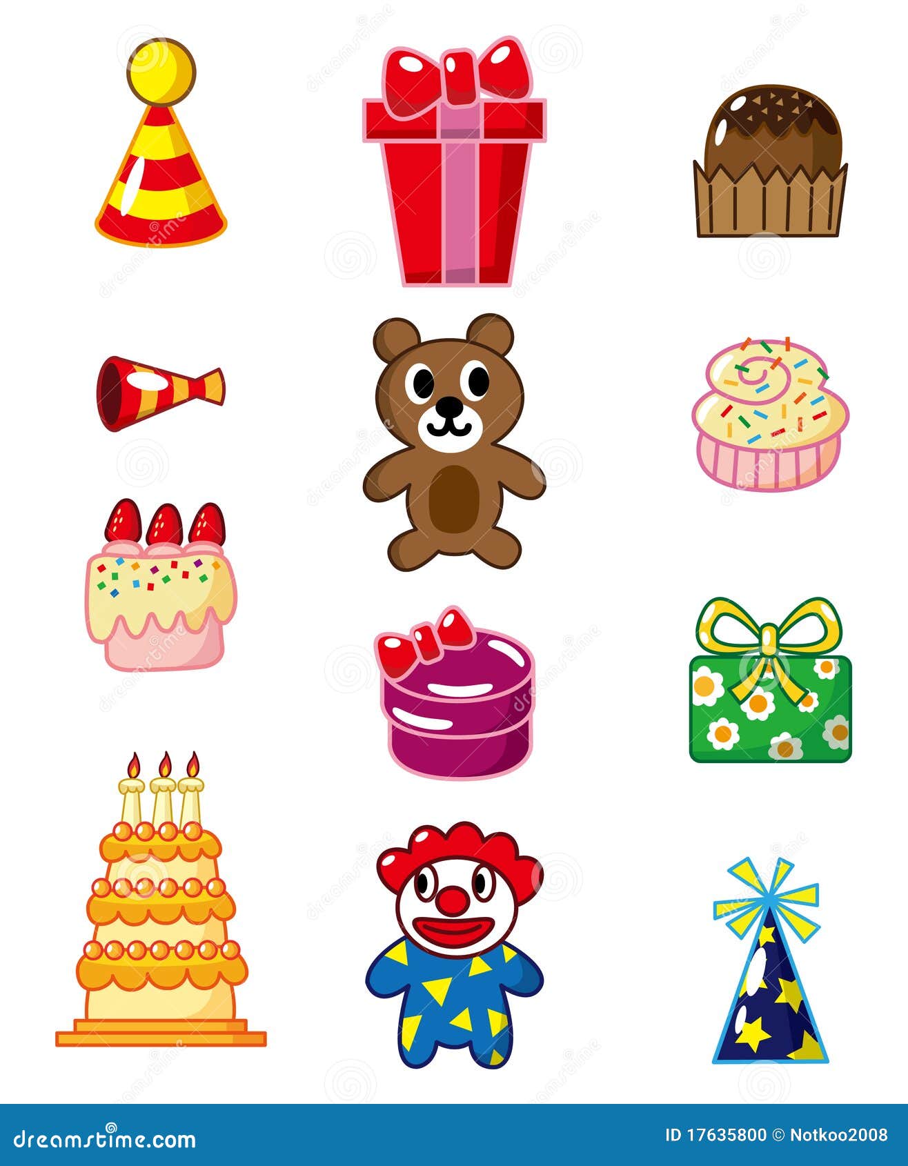 Cartoon birthday icon stock illustration. Illustration of garden - 17635800