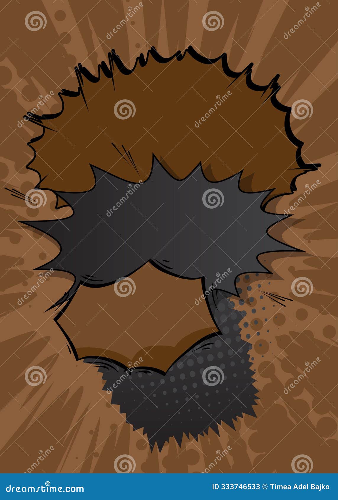 Cartoon Black and Brown Background, Comic Book Backdrop. Retro Vector ...