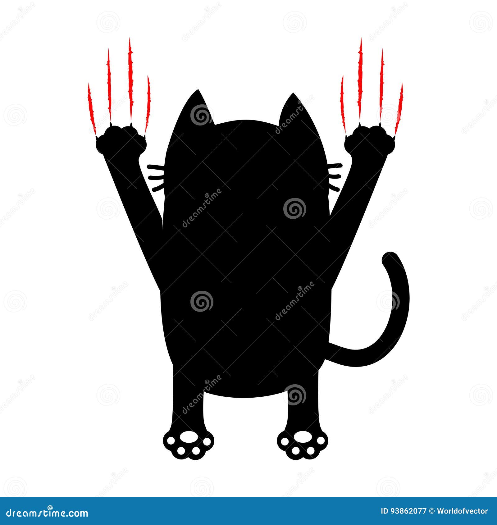 Cartoon Black Cat. Back View. Red Bloody Claws Animal Scratch Scrape ... Cartoon Black Cat. Back View. Red Bloody Claws Animal Scratch Scrape ...