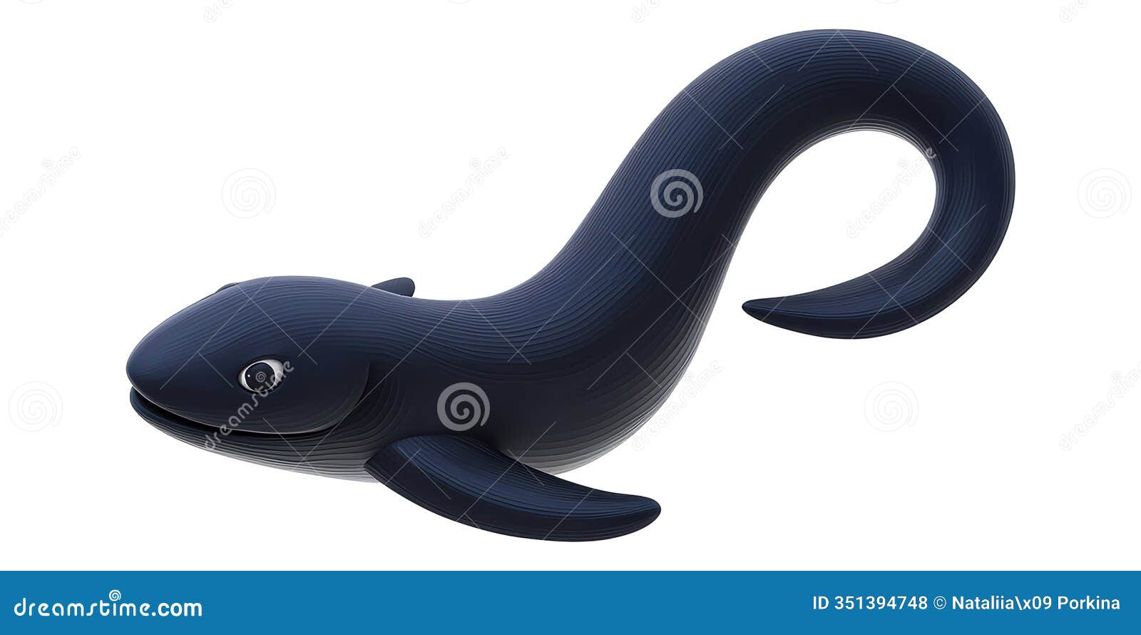 Cartoon Black Fish with Curved Tail Isolated on Transparent Background ...