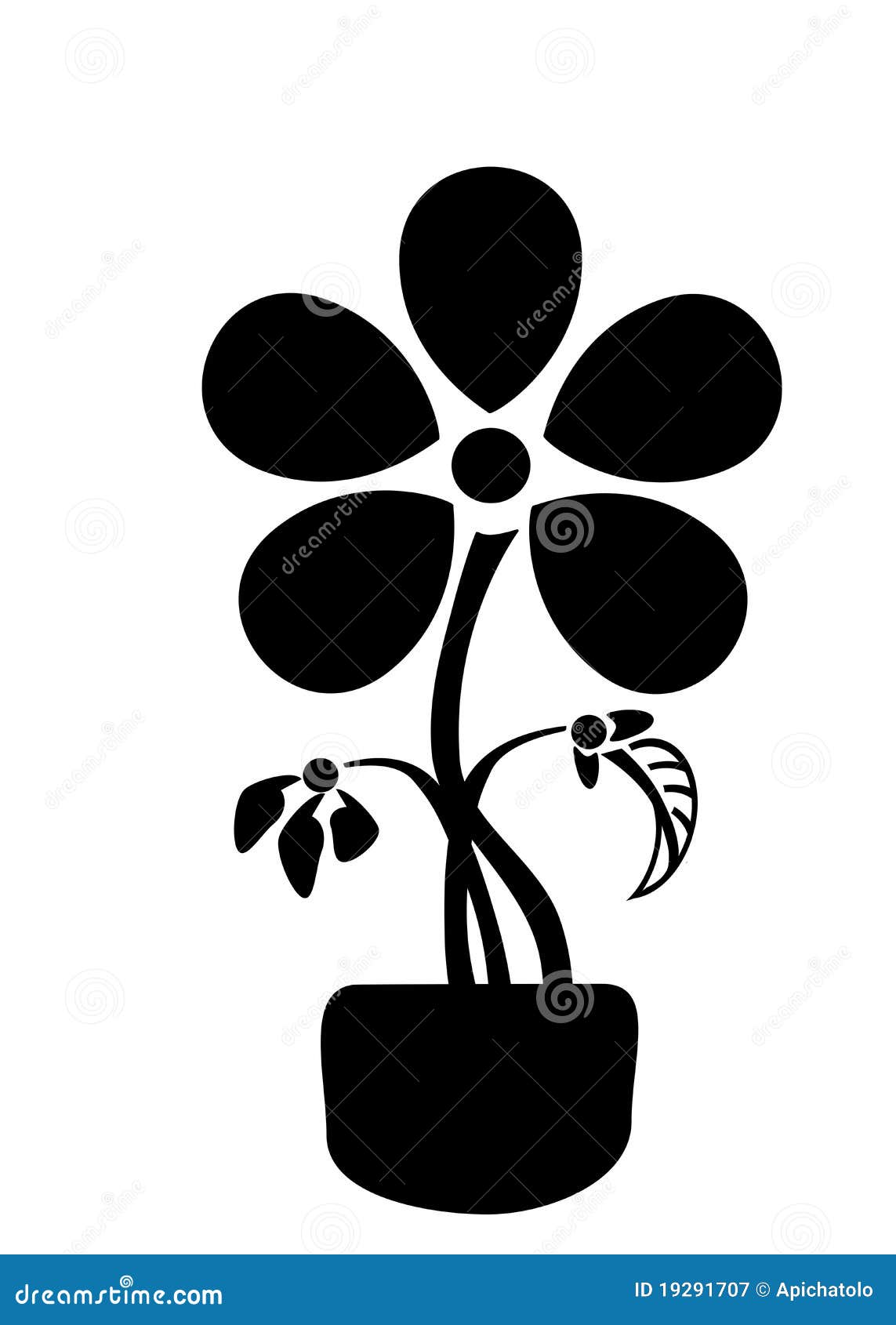 Cartoon the black flower stock illustration. Illustration of vase ...