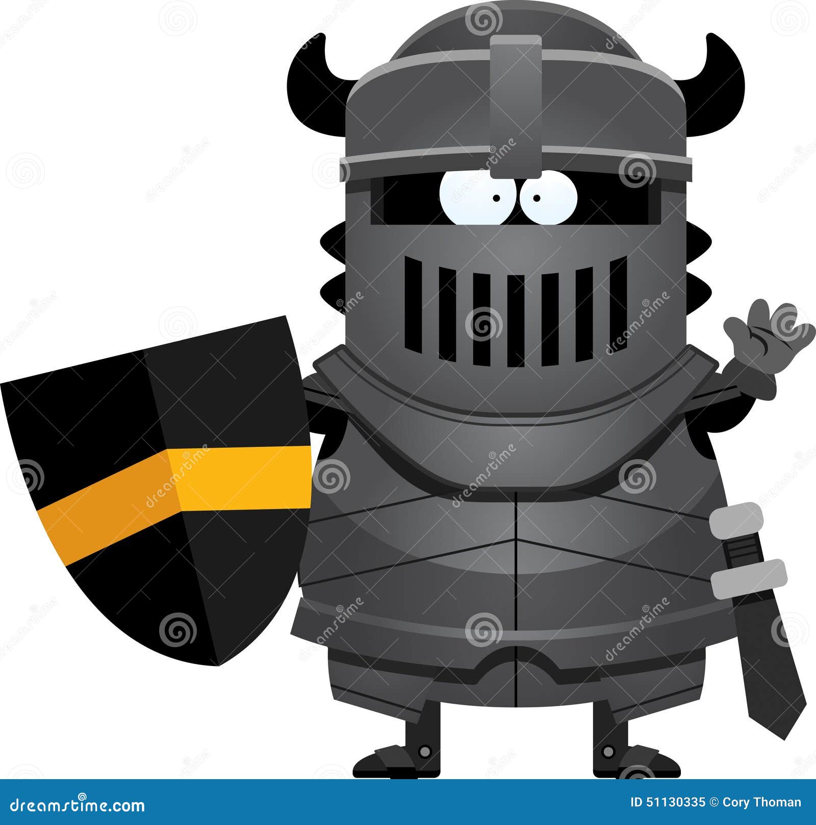 Cartoon Black Knight Waving Stock Vector - Illustration of armor, sword ...