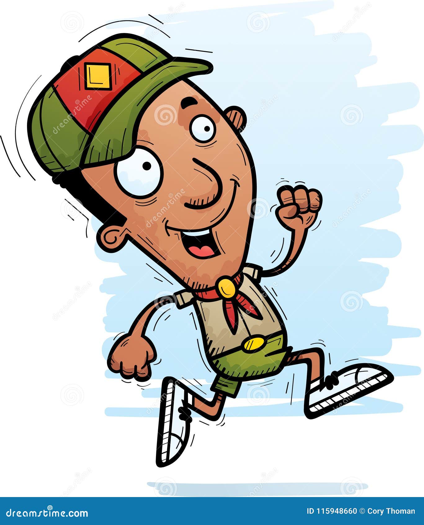 Cartoon Black Man Scout Running Stock Vector - Illustration of ...