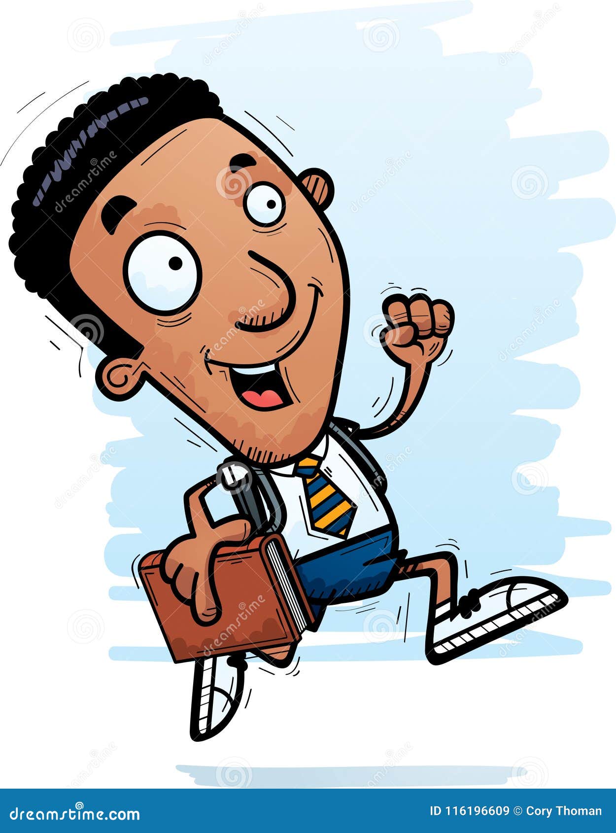 Cartoon Black Man Student Running Stock Vector - Illustration of ...