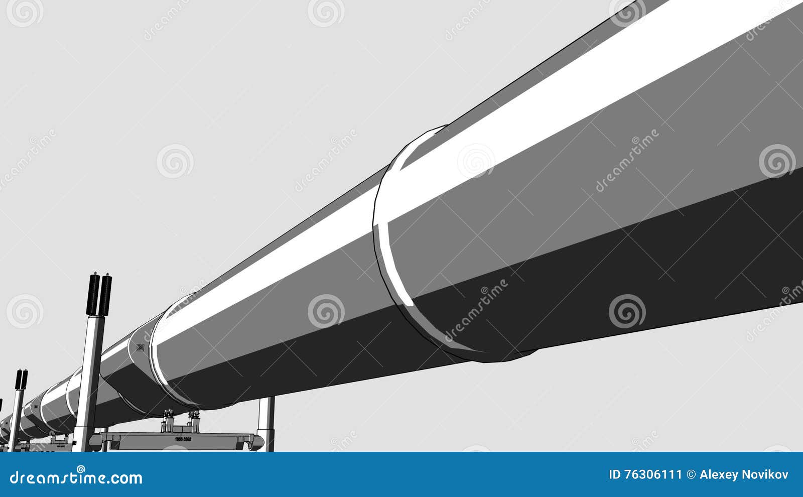Cartoon Black Pipeline for Reports and Presentations, 3D Rendering ...