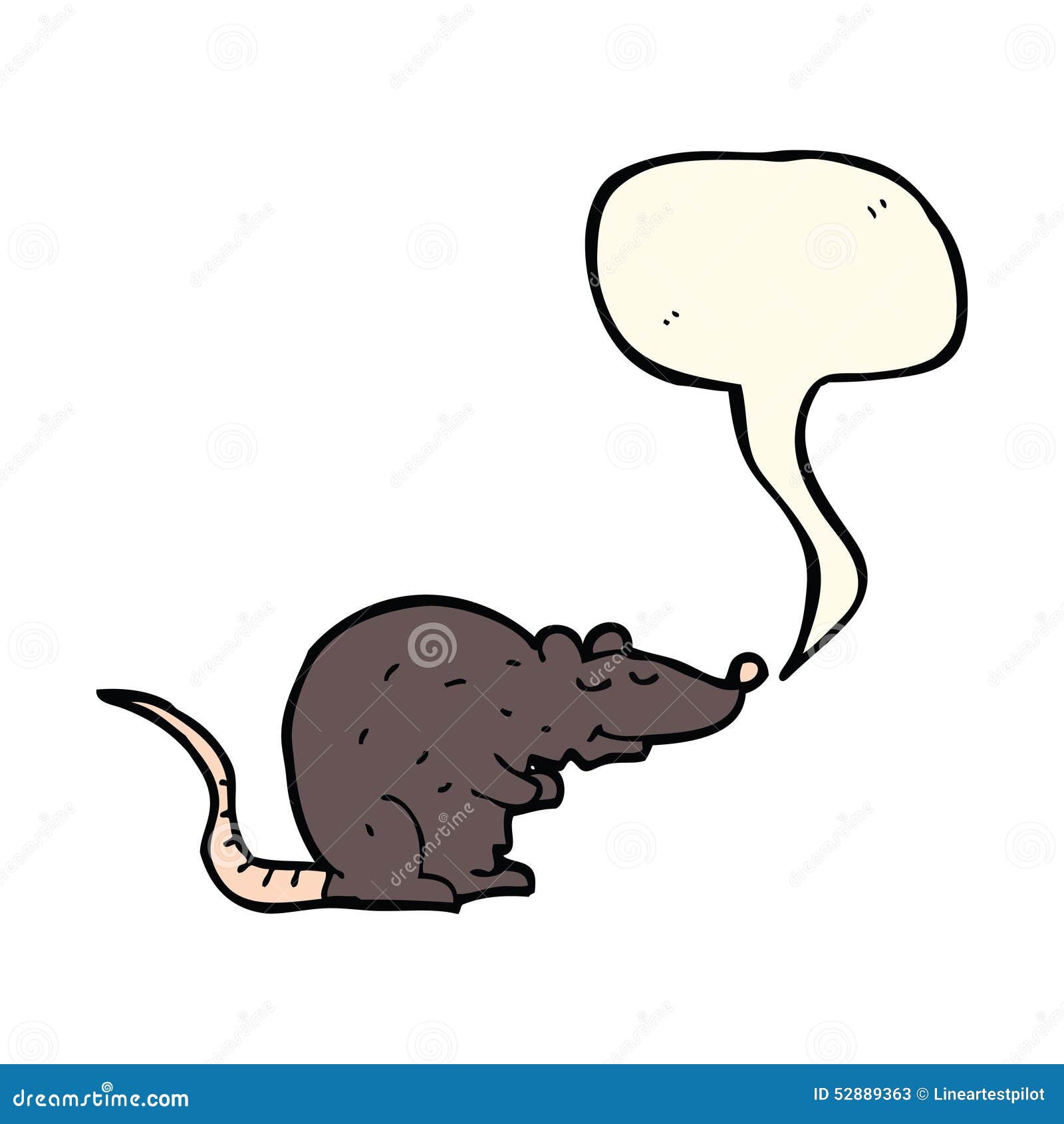 Cartoon Black Rat with Speech Bubble Stock Illustration - Illustration ...