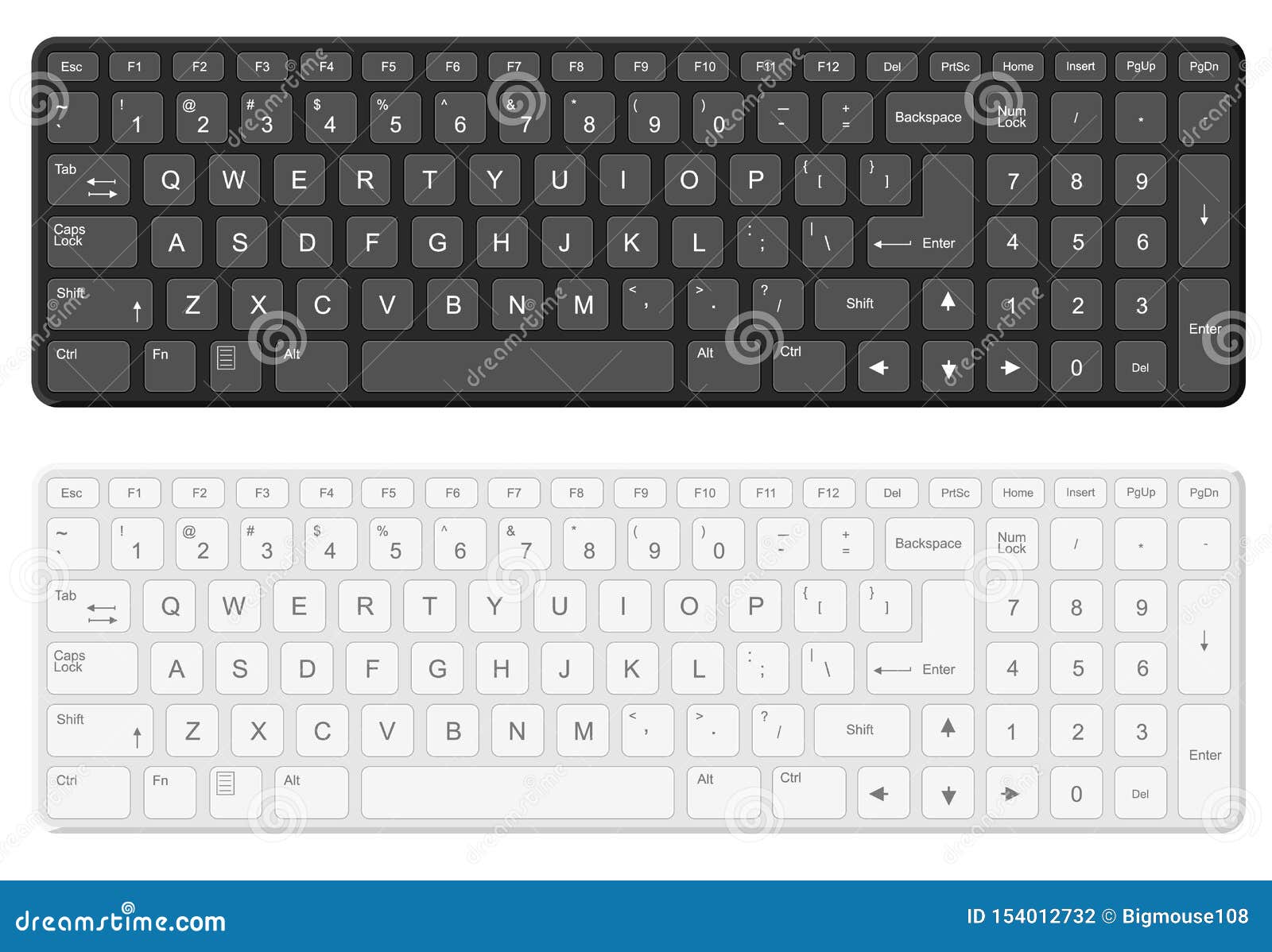 Cartoon Black and White Computer Keyboard Template Set. Vector Stock ... Cartoon Black and White Computer Keyboard Template Set. Vector Stock ...