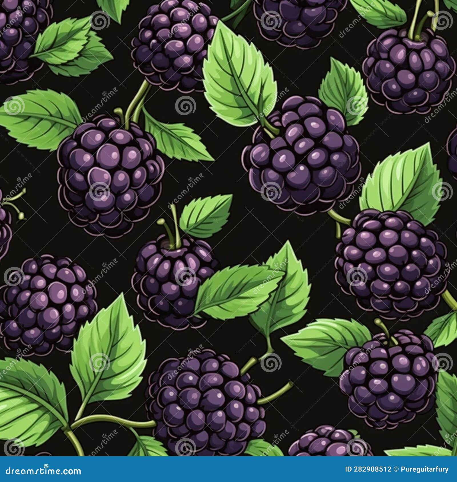 Cartoon Blackberry Background Tile Stock Illustration - Illustration of ...