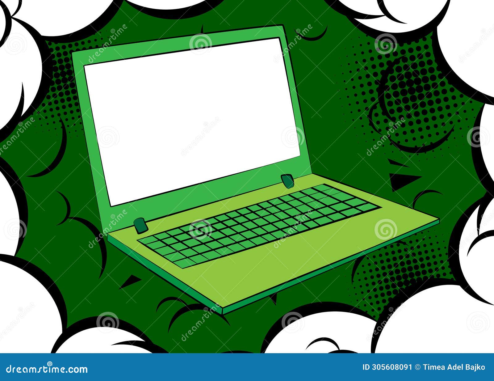 Cartoon Blank Laptop, Comic Book Notebook. Stock Vector - Illustration ...