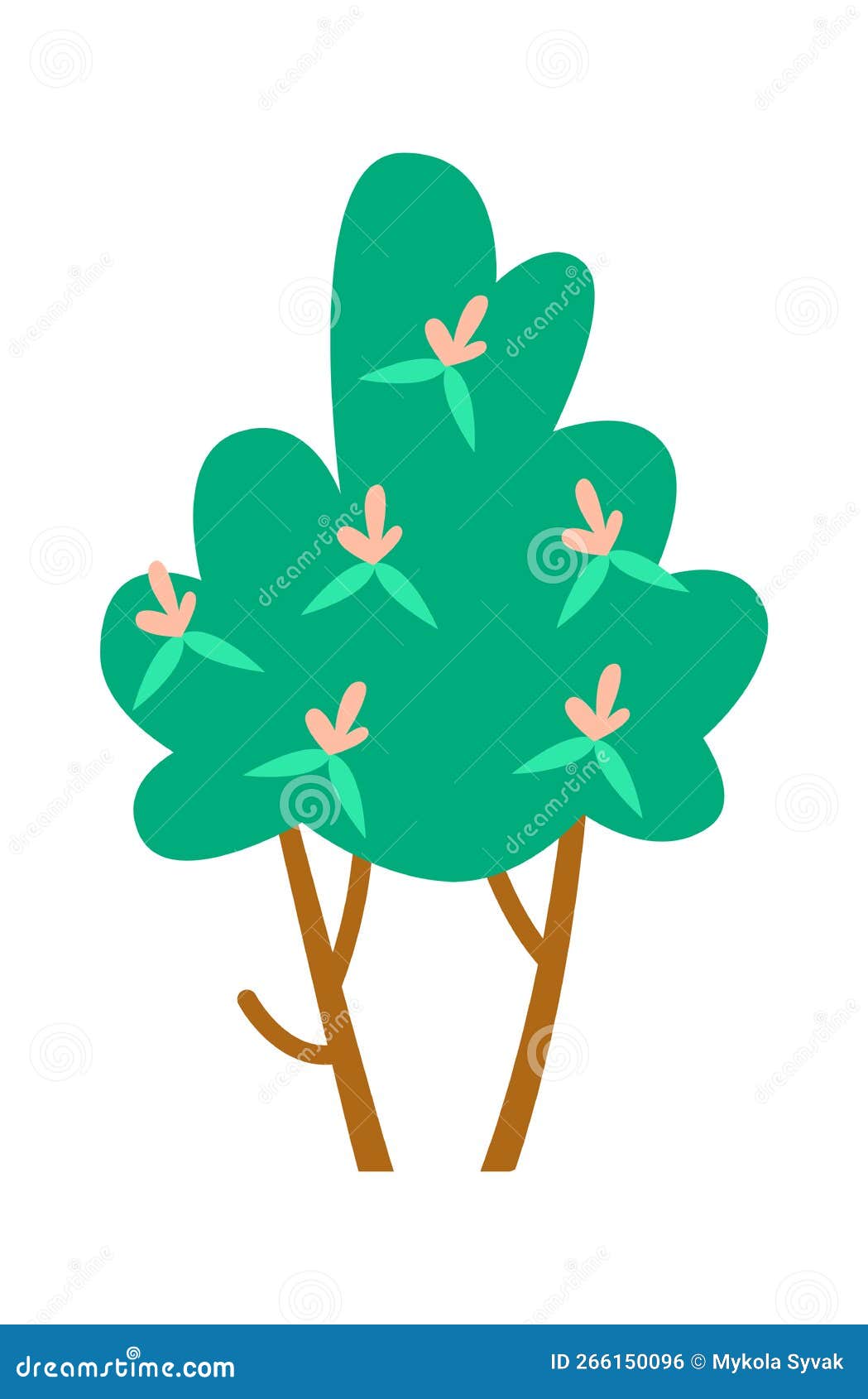 Cartoon Blooming Tree Flat Icon Small Spring Flowers Stock Vector ...