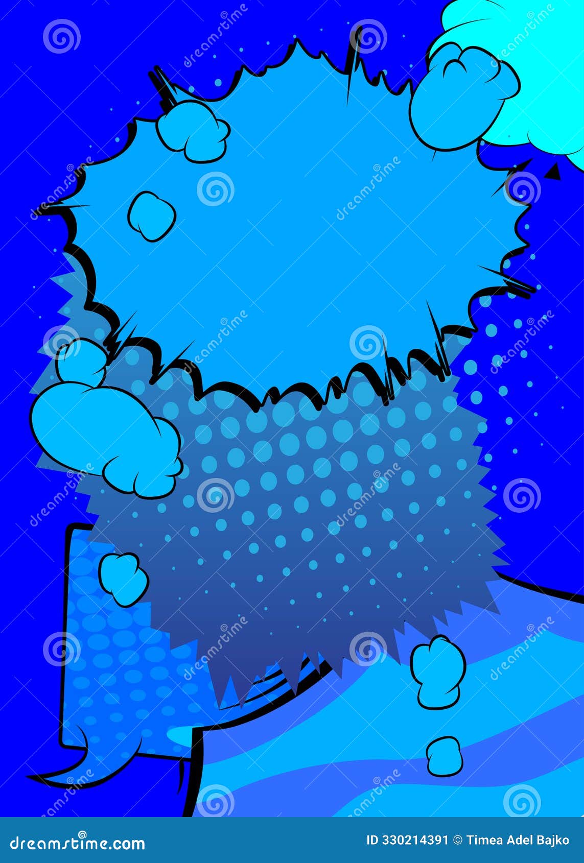 Cartoon Blue Background, Comic Book Backdrop. Retro Vector Comics Pop ...
