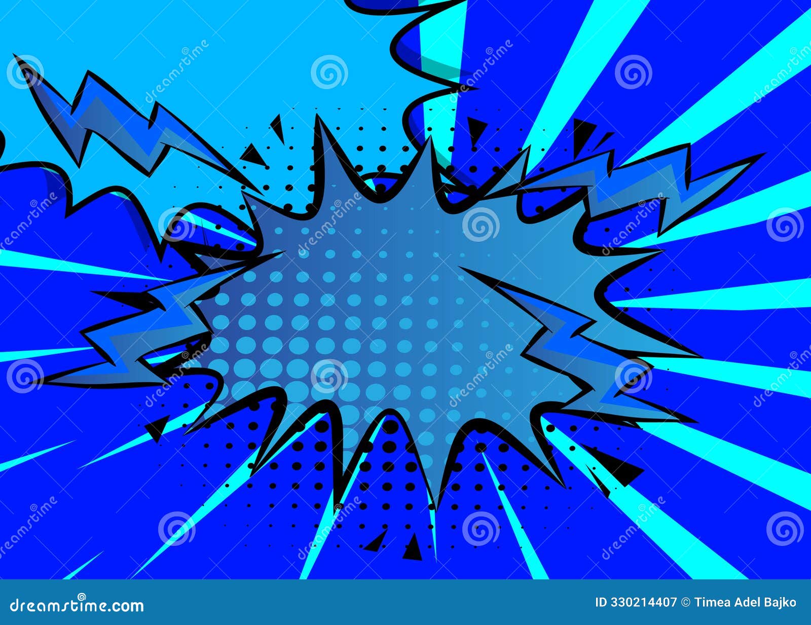 Cartoon Blue Background, Comic Book Backdrop. Retro Vector Comics Pop ...