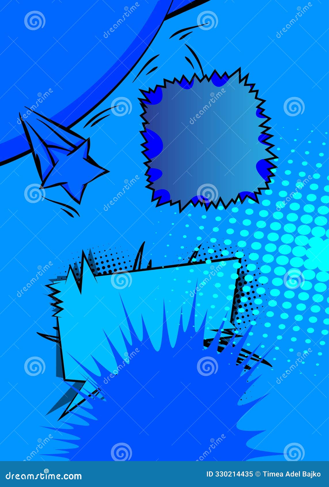 Cartoon Blue Background, Comic Book Backdrop. Retro Vector Comics Pop ...