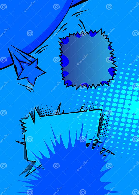 Cartoon Blue Background, Comic Book Backdrop. Retro Vector Comics Pop ...