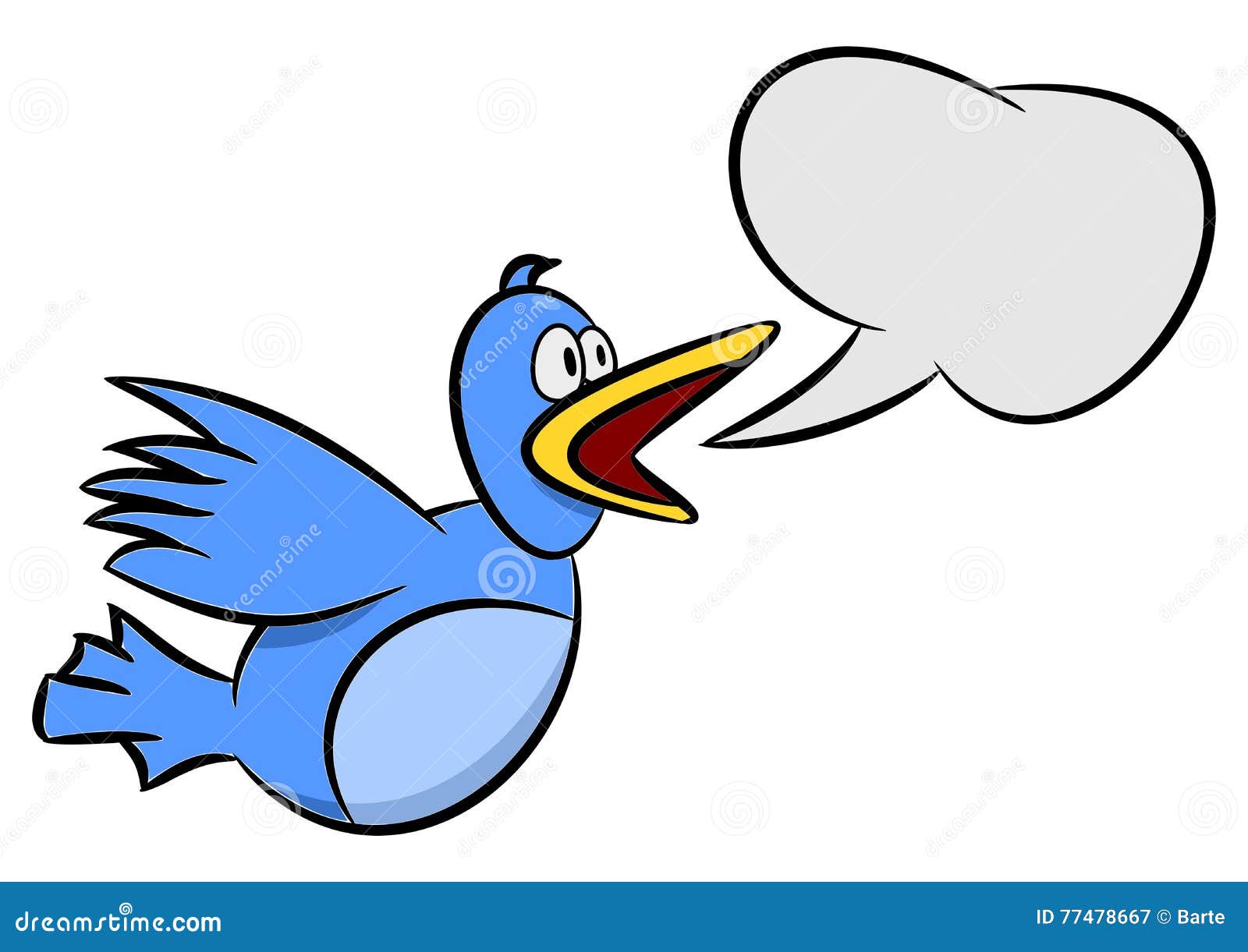 Cartoon blue bird speaking stock vector. Illustration of talking - 77478667