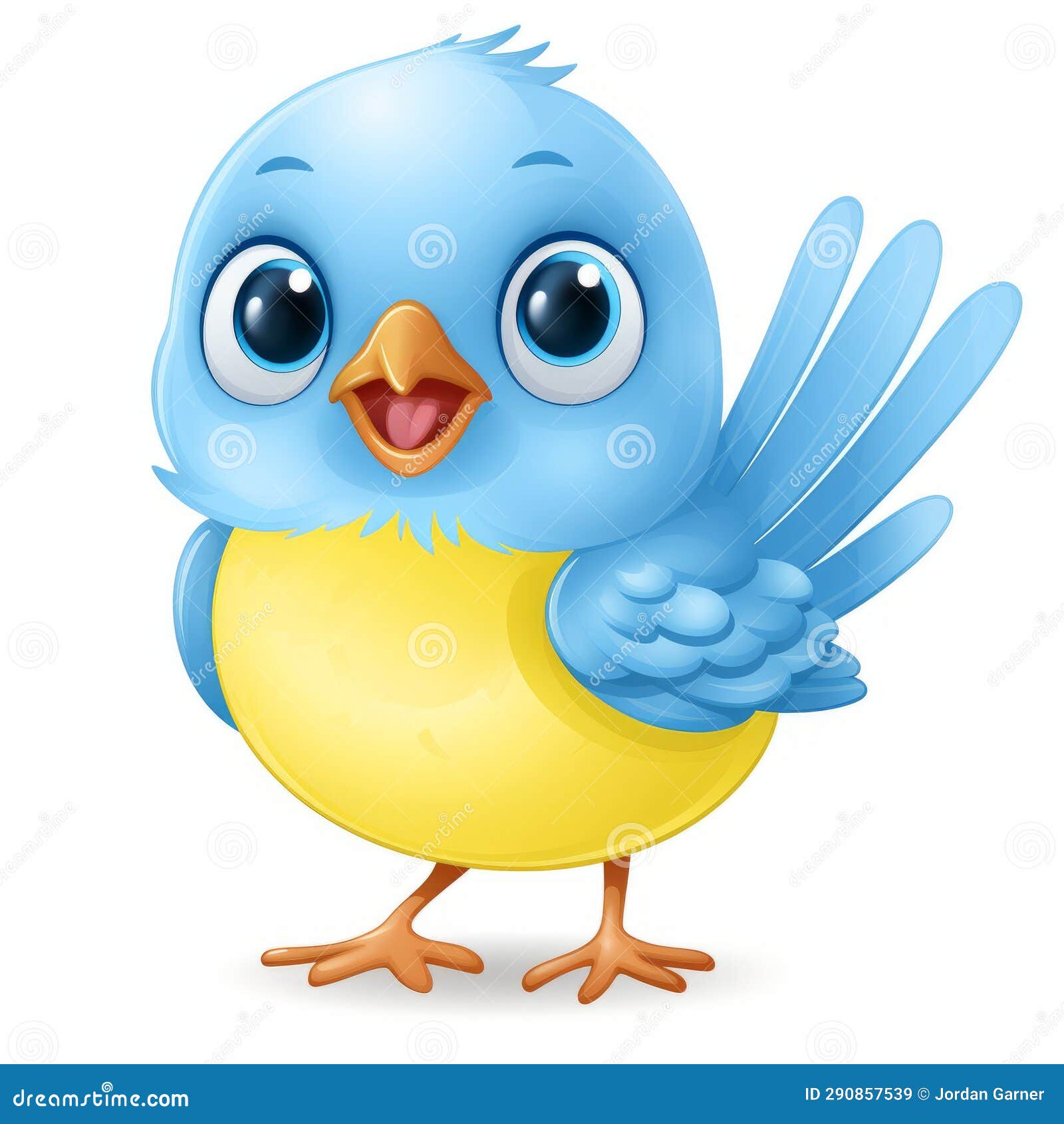 A Cartoon Blue Bird Standing on a White Background Stock Illustration ...