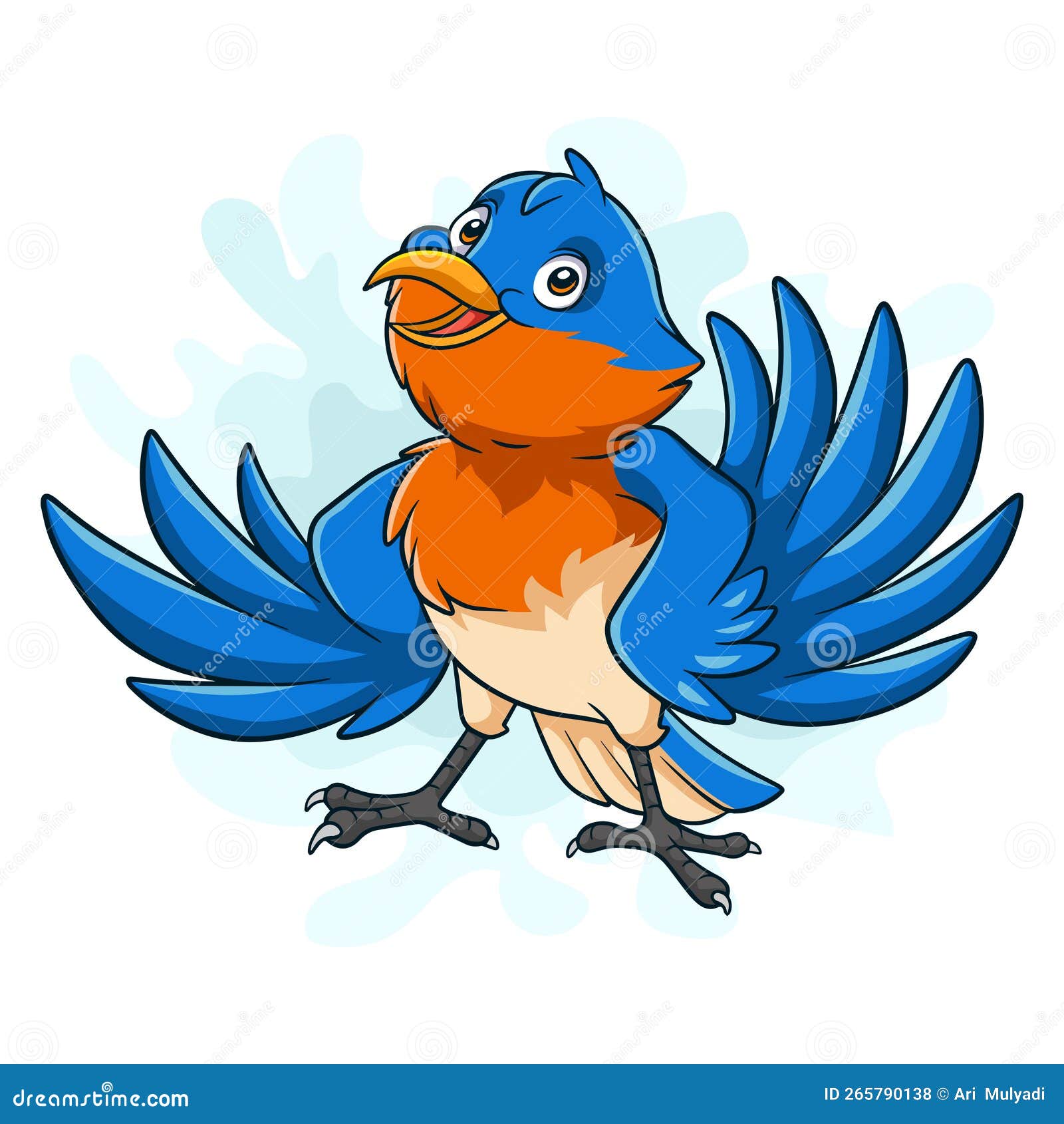 Cartoon Blue Bird on White Background Stock Vector - Illustration of ...