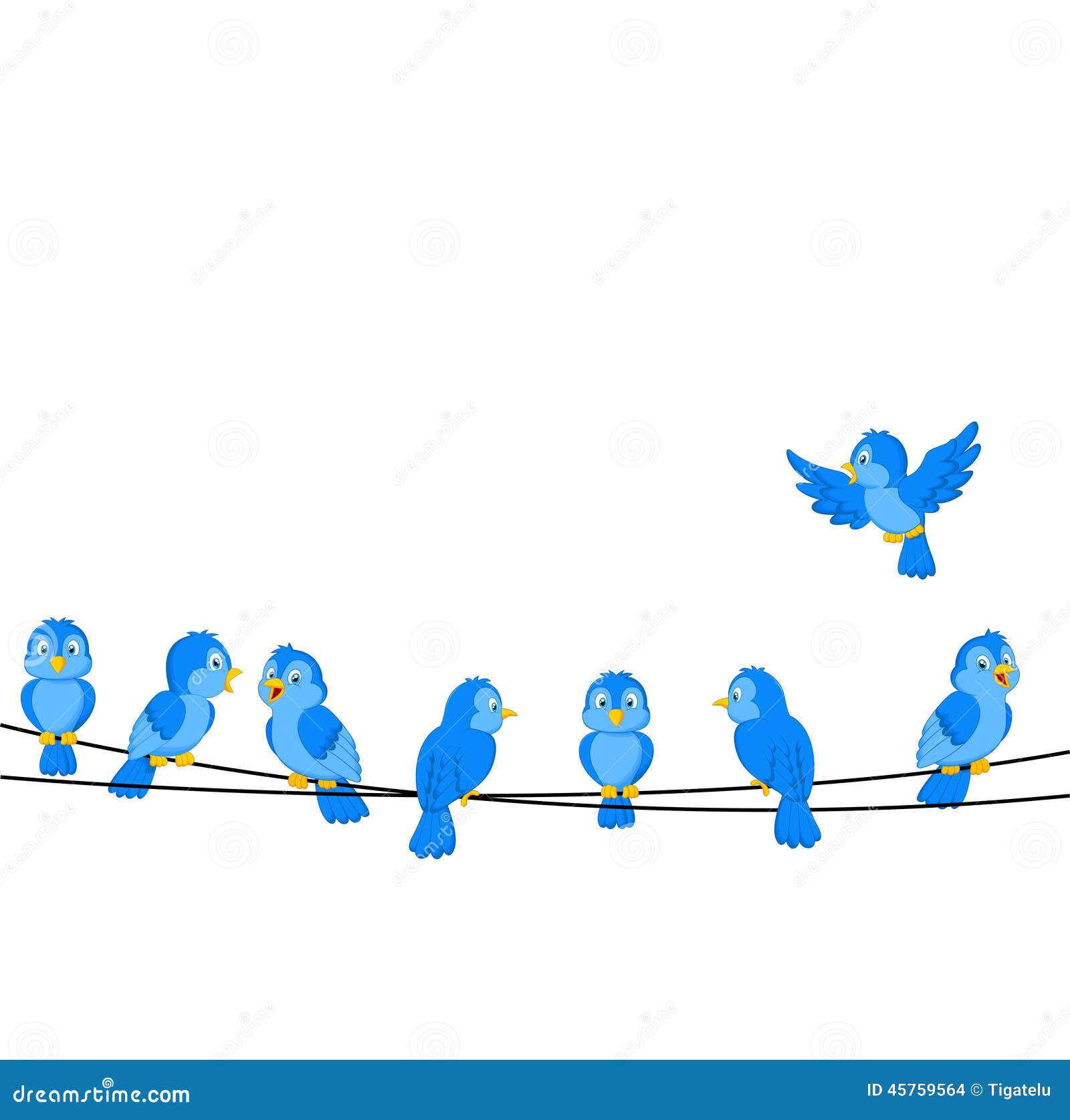 Cartoon blue bird on wire stock vector. Illustration of stem - 45759564 Cartoon blue bird on wire stock vector. Illustration of stem - 45759564