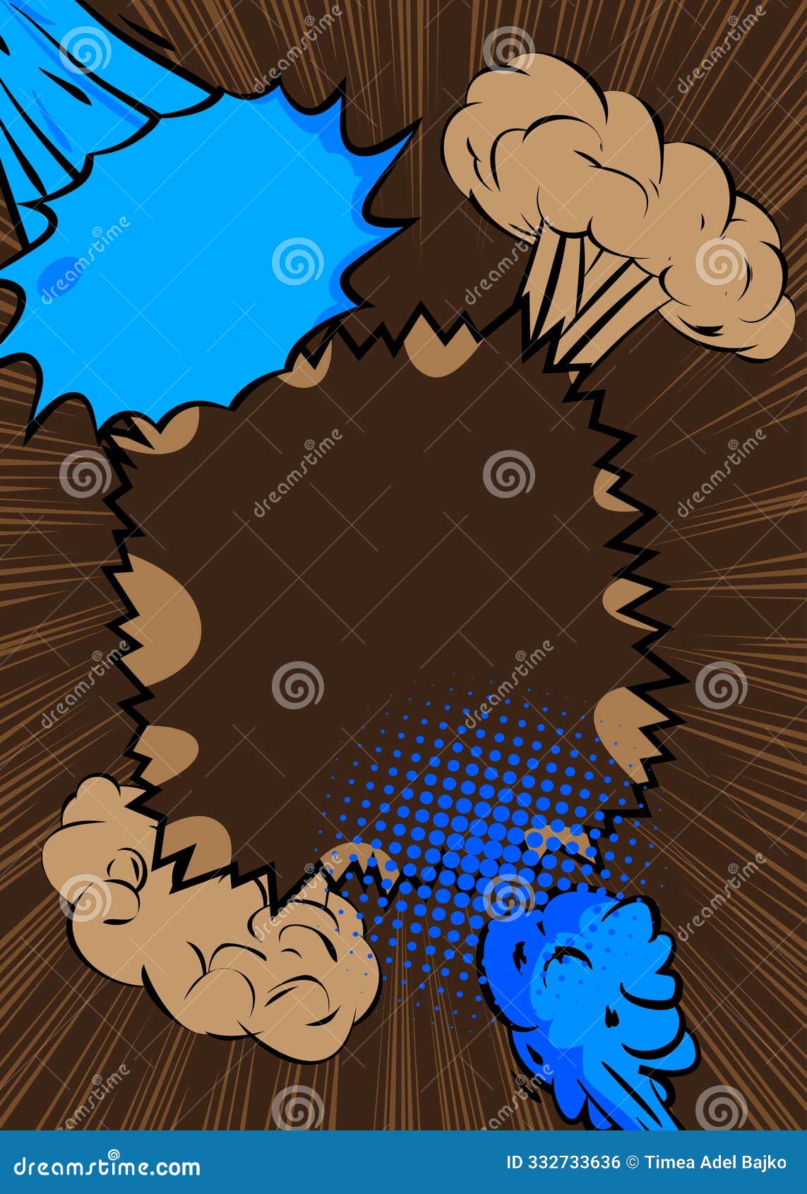Cartoon Blue and Brown Background, Comic Book Backdrop. Retro Vector ...