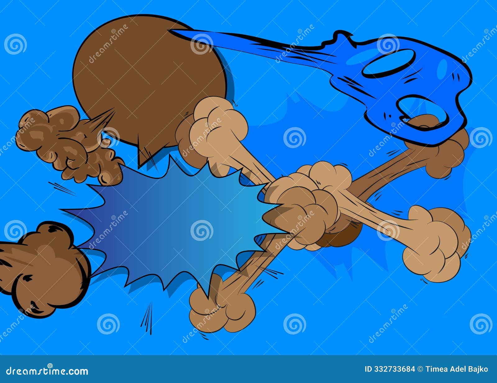 Cartoon Blue and Brown Background, Comic Book Backdrop. Retro Vector ...