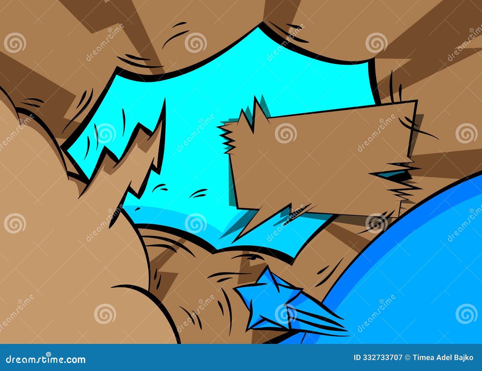 Cartoon Blue and Brown Background, Comic Book Backdrop. Retro Vector ...