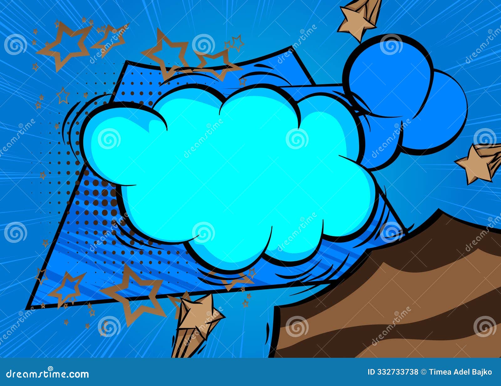 Cartoon Blue and Brown Background, Comic Book Backdrop. Retro Vector ...