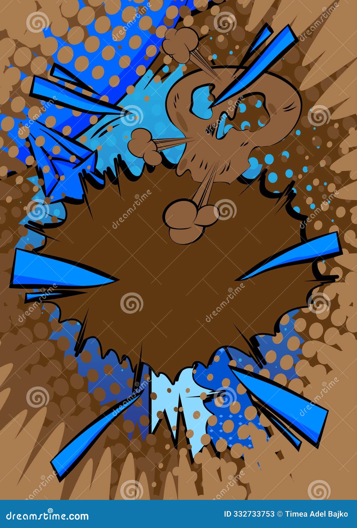 Cartoon Blue and Brown Background, Comic Book Backdrop. Retro Vector ...