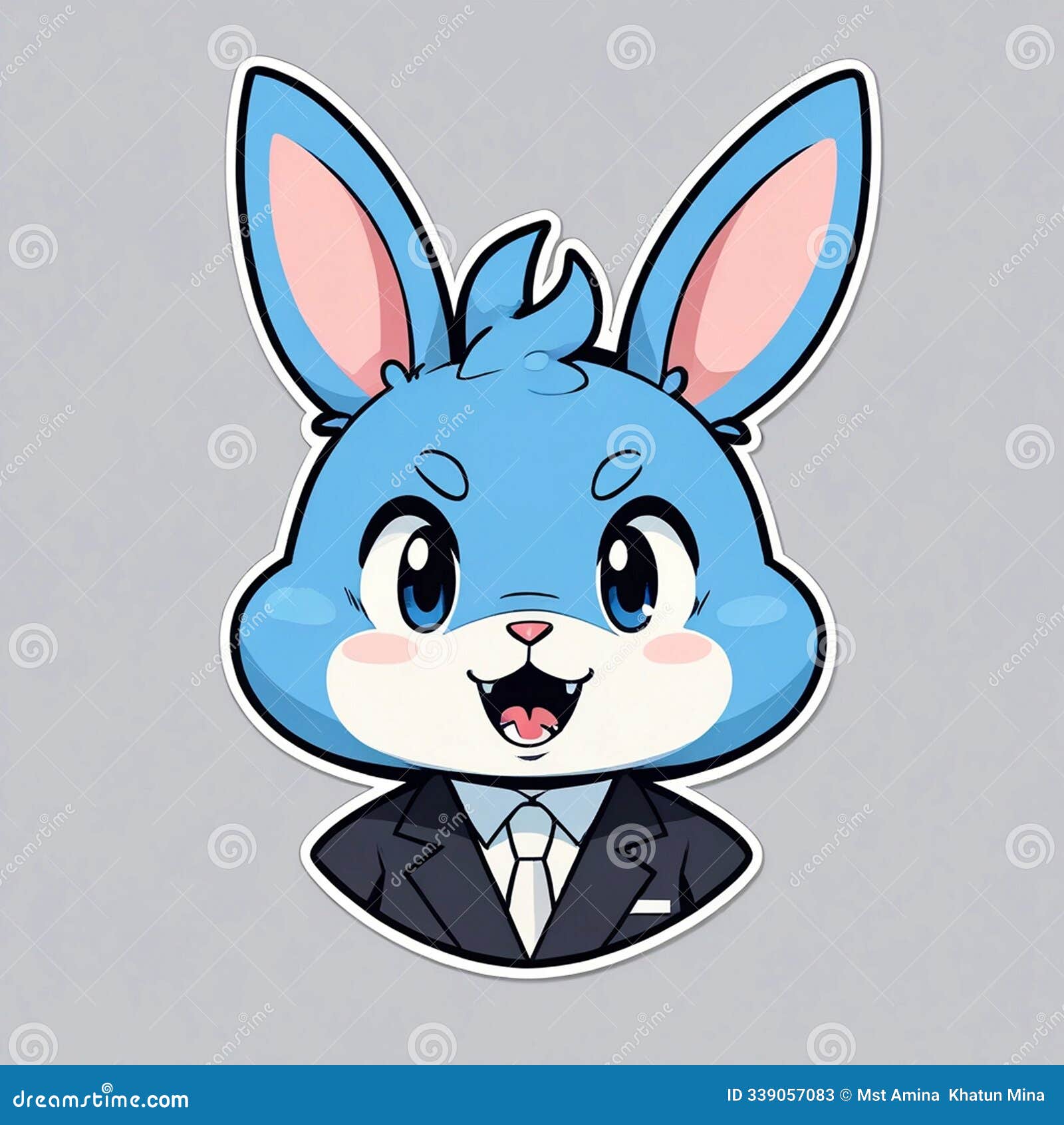 "Cartoon Blue Bunny in a Suit with a Playful Expression" Stock ...