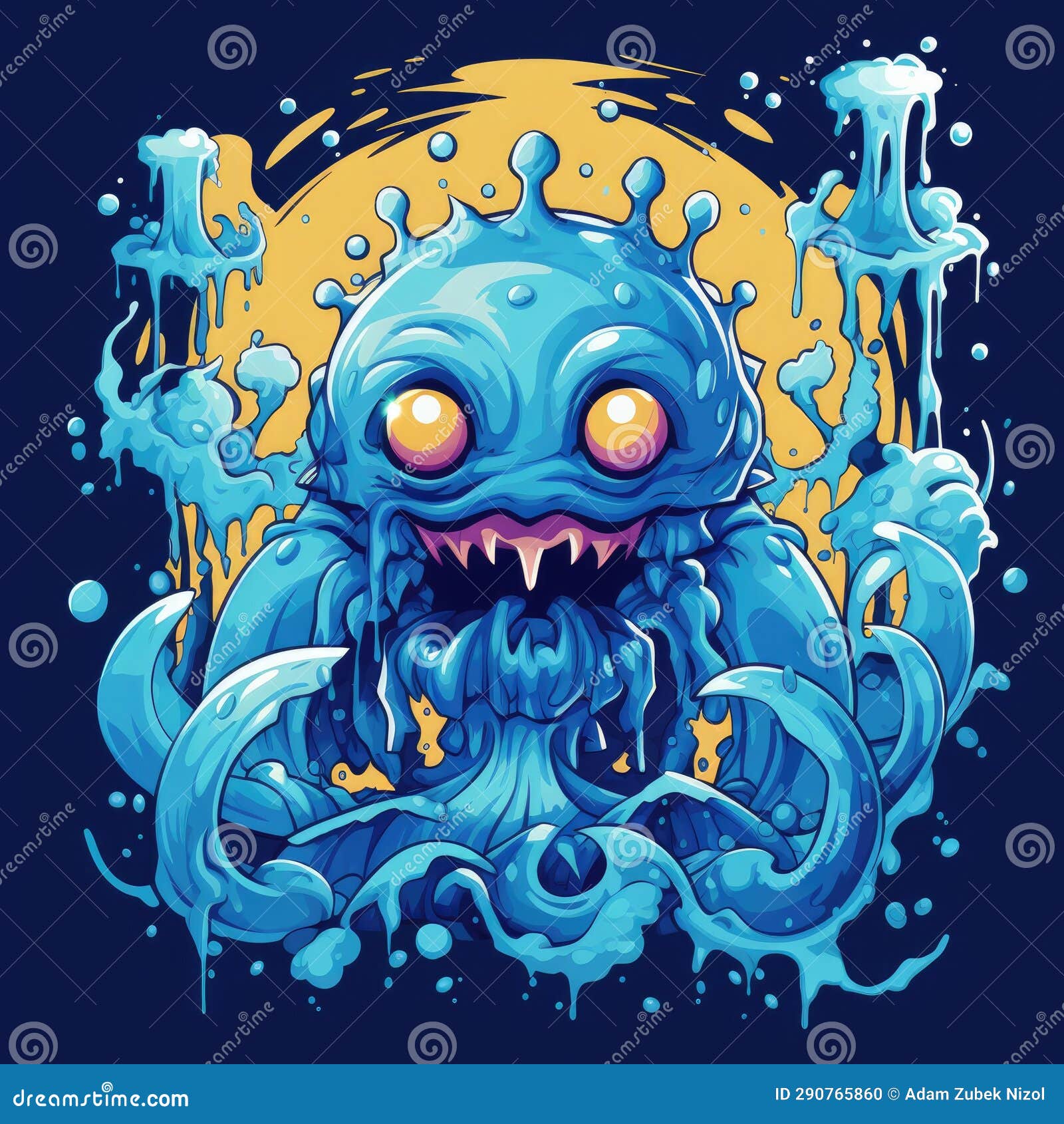 A Cartoon of a Blue Creature Stock Illustration - Illustration of ...