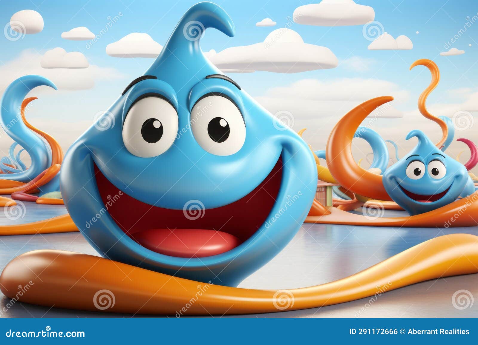 A Cartoon Blue Drop of Water is Surrounded by Other Drops of Water ...