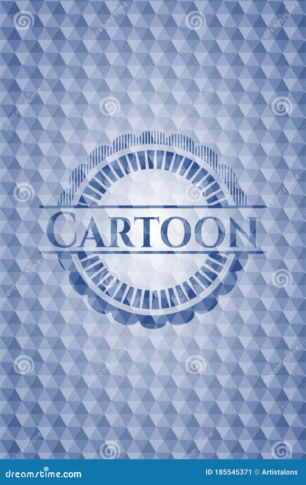 Cartoon Blue Emblem with Geometric Pattern Background. Vector ...