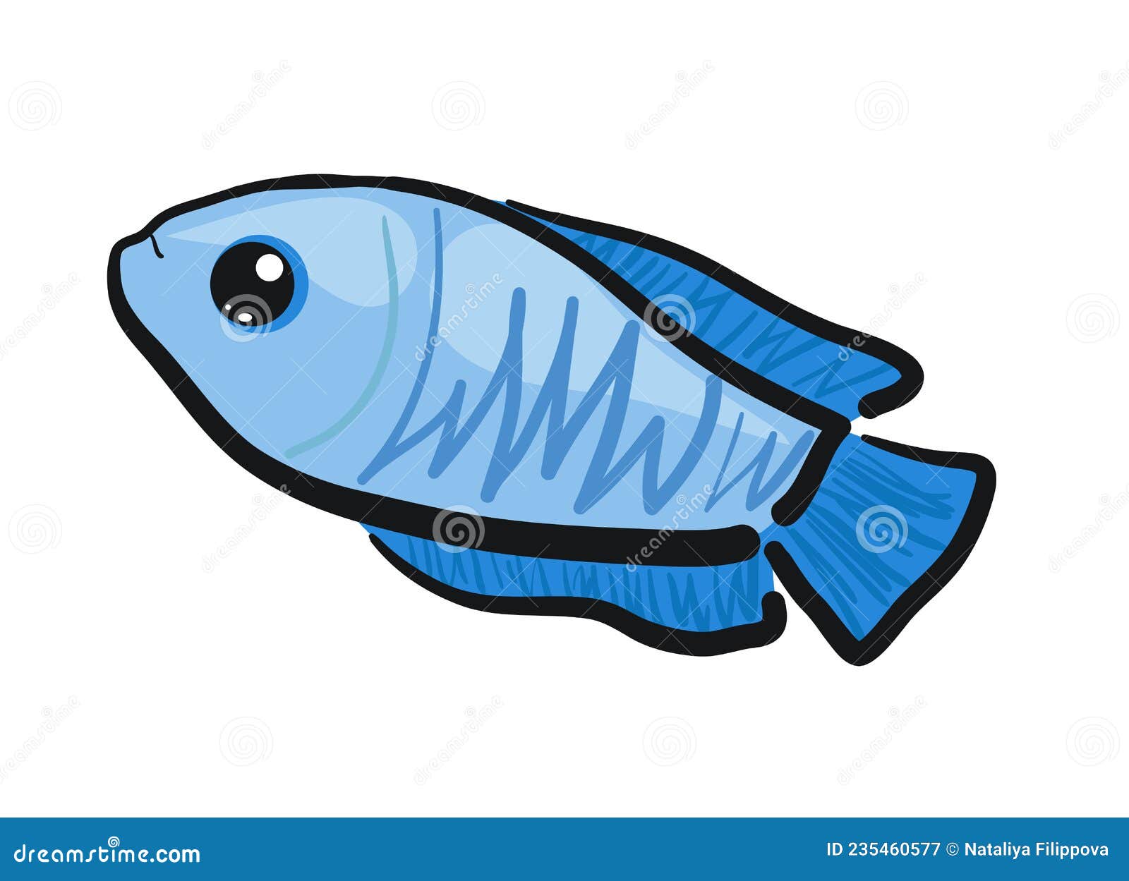 Cartoon blue fish stock vector. Illustration of aquatic - 235460577