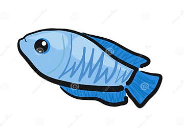 Cartoon blue fish stock vector. Illustration of aquatic - 235460577