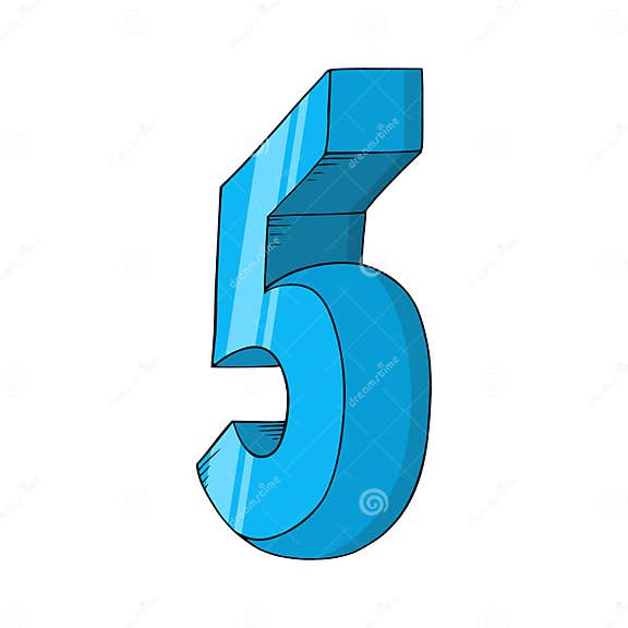 Cartoon blue five number stock vector. Illustration of face - 352754481