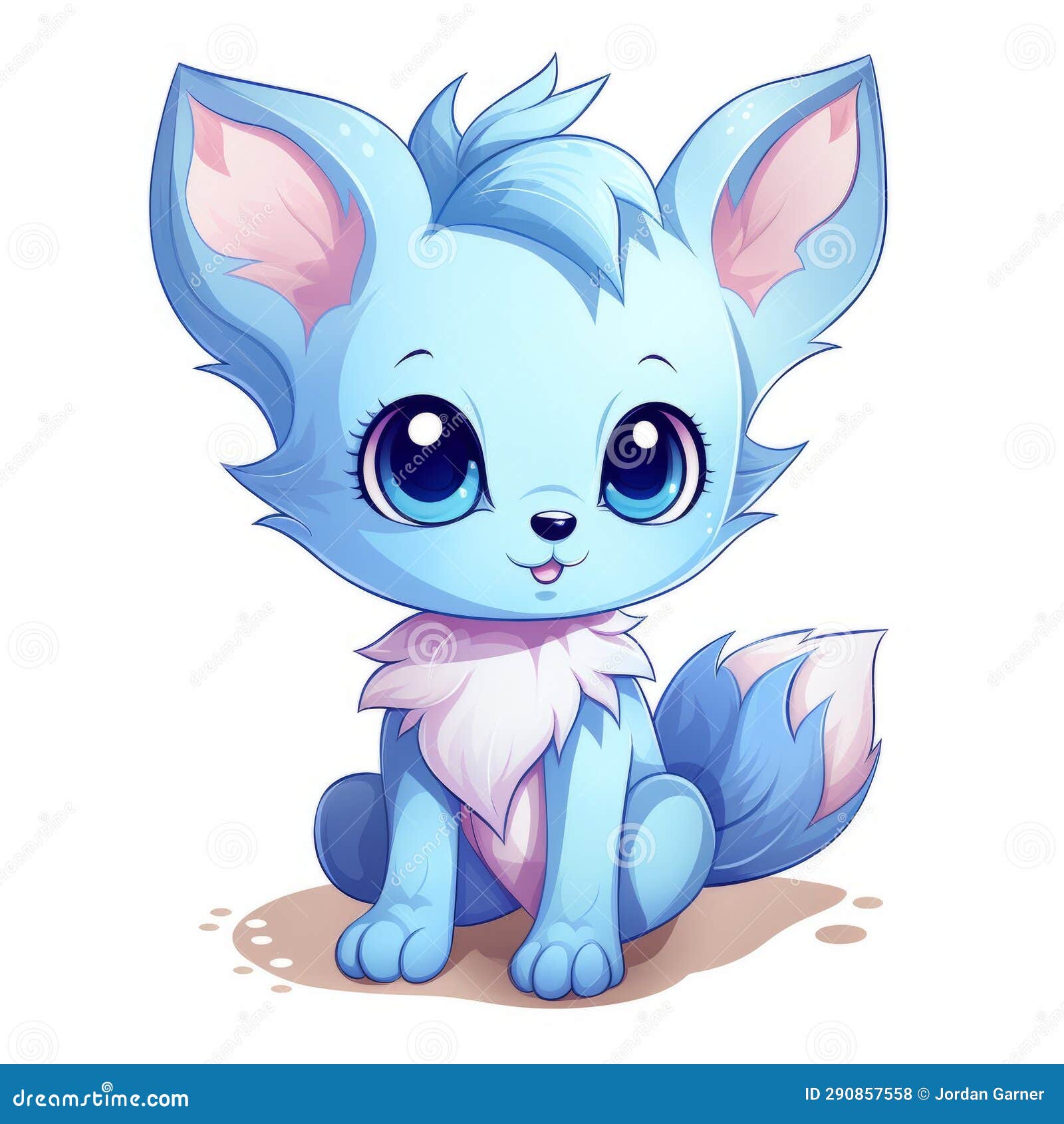 A Cartoon Blue Fox with Big Eyes and Big Ears Stock Illustration ...
