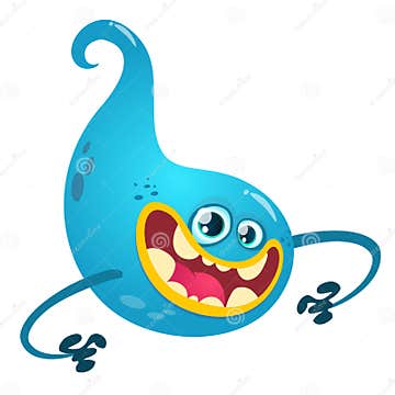 Cartoon Blue Ghost. Halloween Vector Blue Ghost. Stock Vector ...