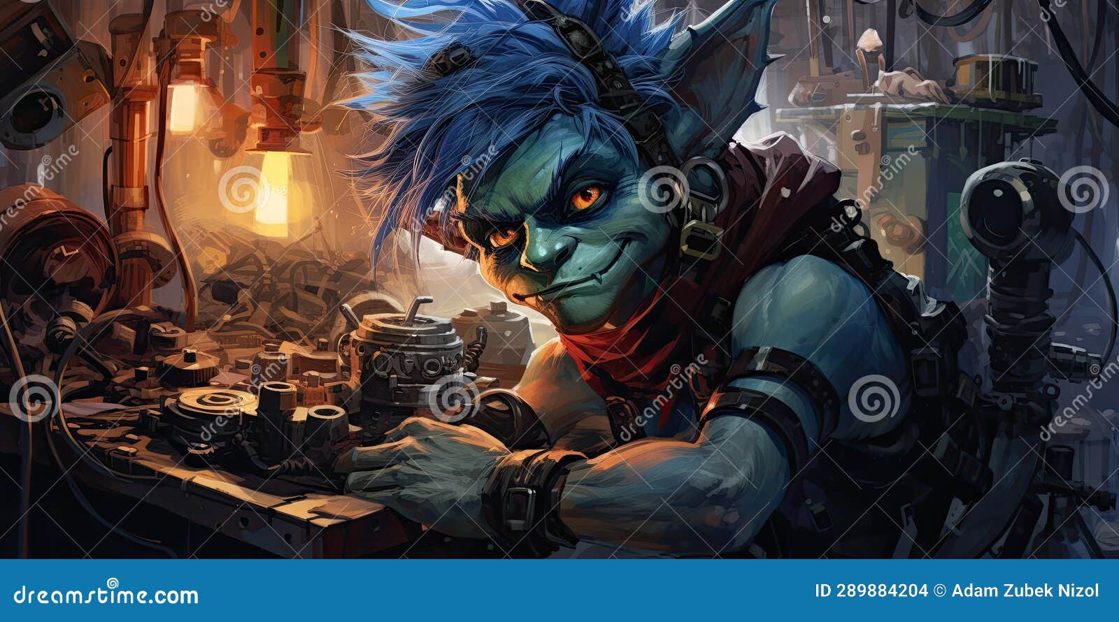 A cartoon of a blue goblin stock illustration. Illustration of animated ...