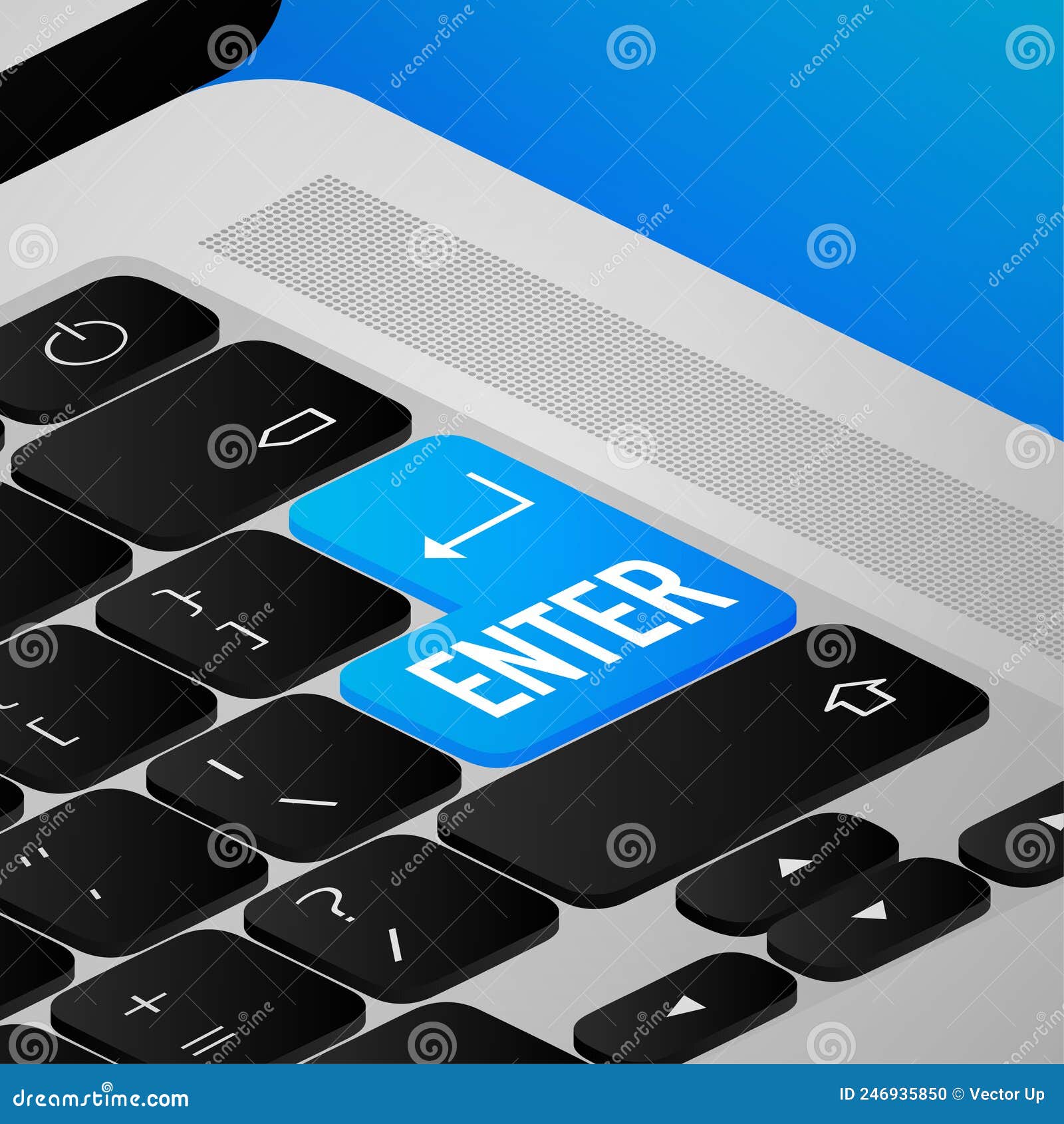 Cartoon Blue Icon with Enter on White Backdrop. Vector Background Stock ...