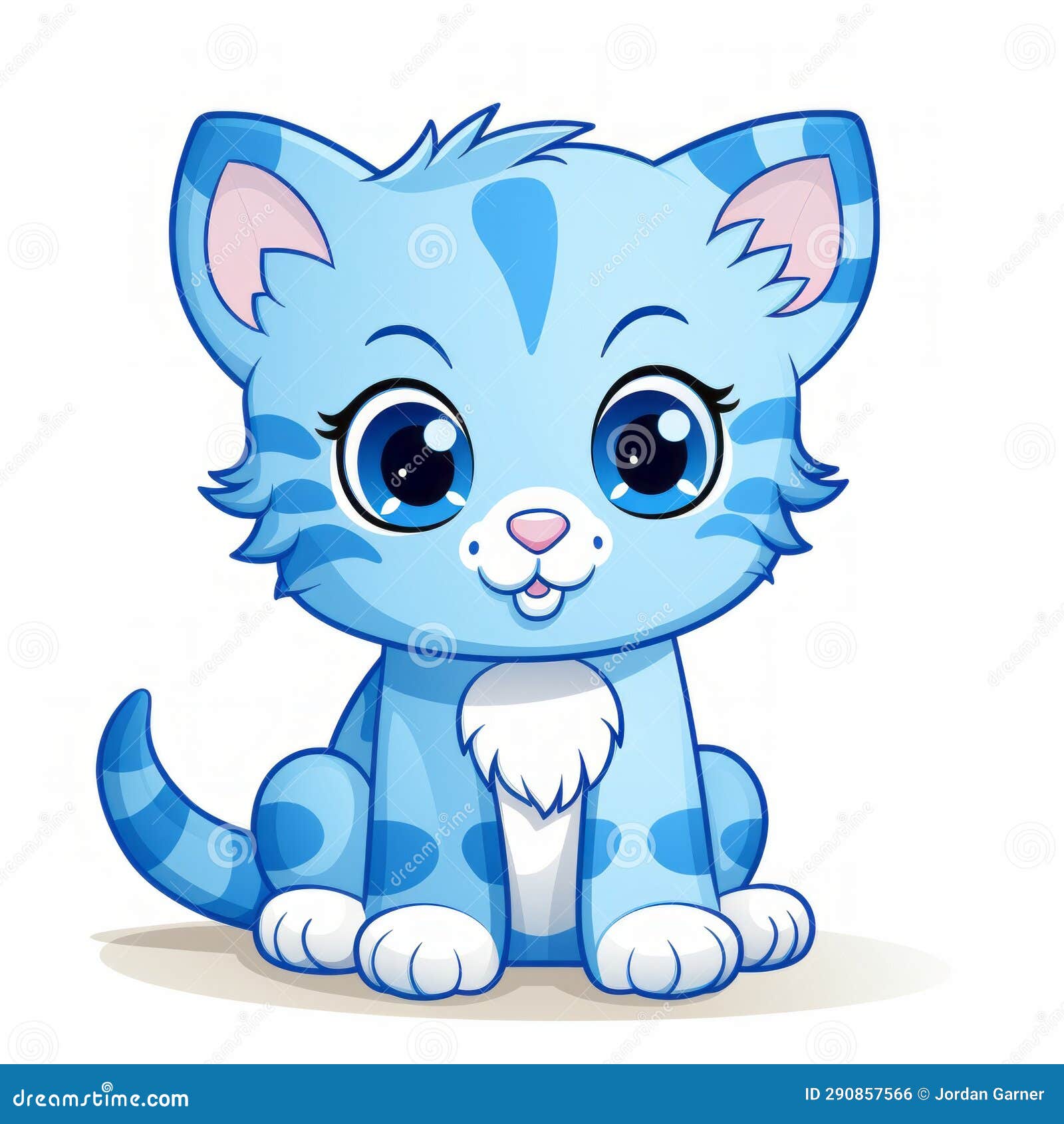 A Cartoon Blue Kitten with Big Eyes Stock Illustration - Illustration ...