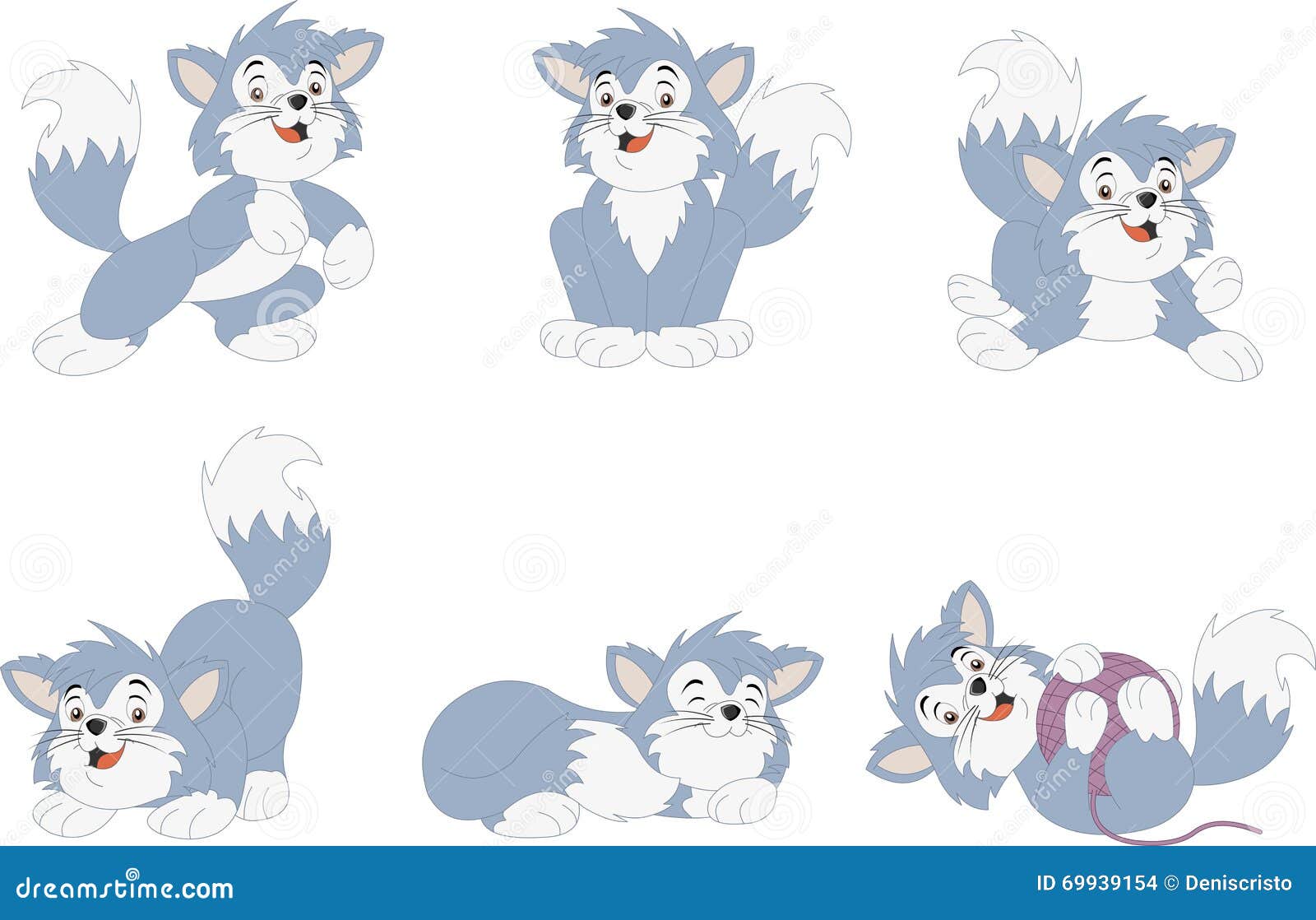 Cartoon blue kitten. stock vector. Illustration of kitten - 69939154